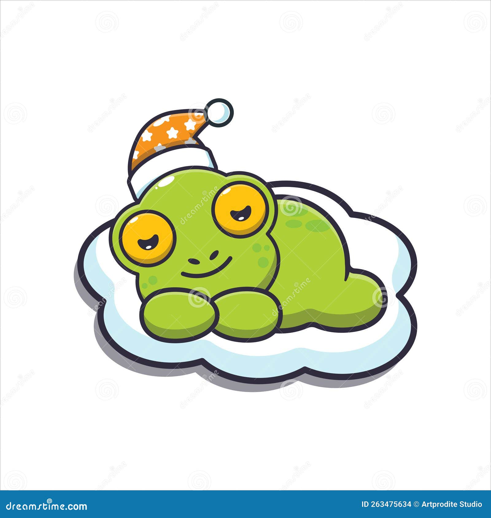 Cute Frog Sleep Cartoon Vector Illustration. Stock Vector ...