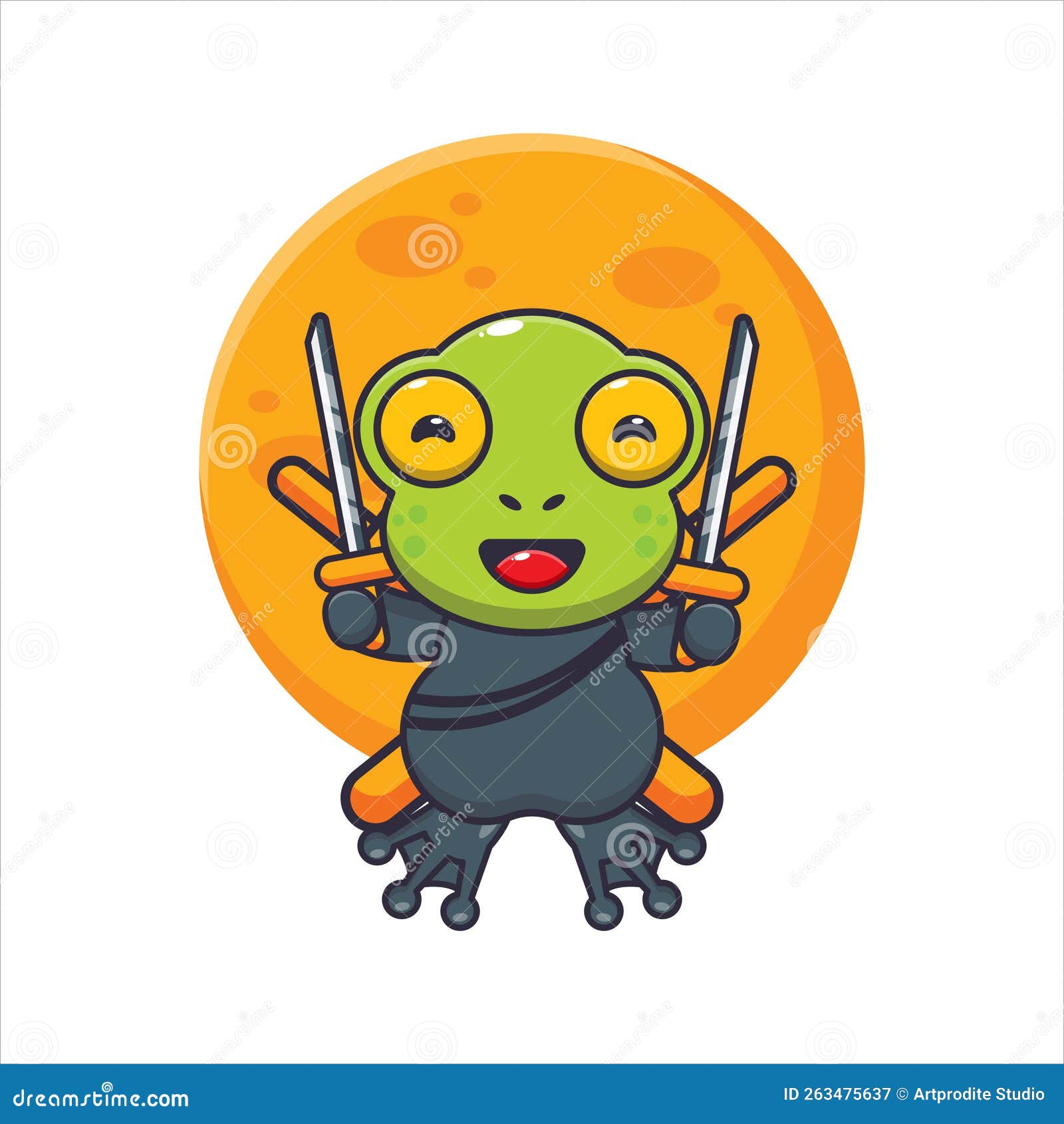 Cute Ninja Frog Cartoon Vector Illustration. Stock Vector ...
