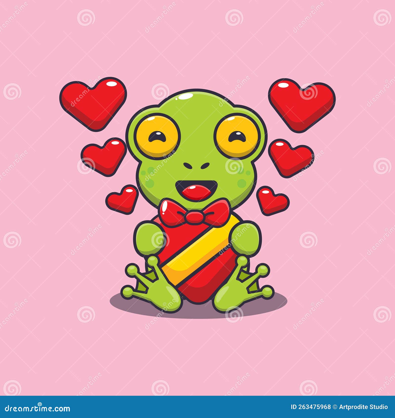 Cute Frog Happy with Love Gift in Valentine S Day. Stock Vector ...