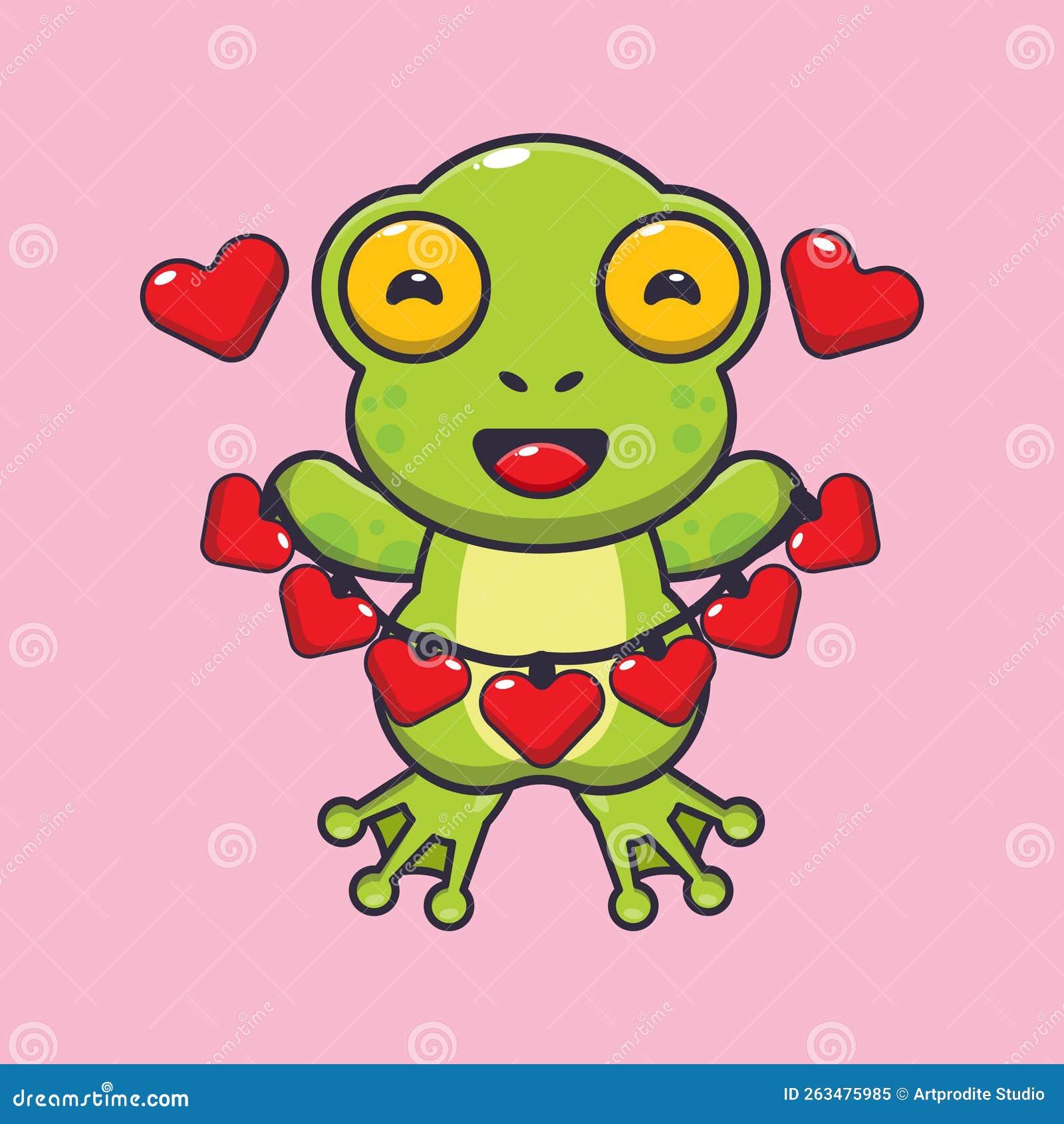 Cute Frog Cartoon Character Holding Love Decoration. Stock Vector ...