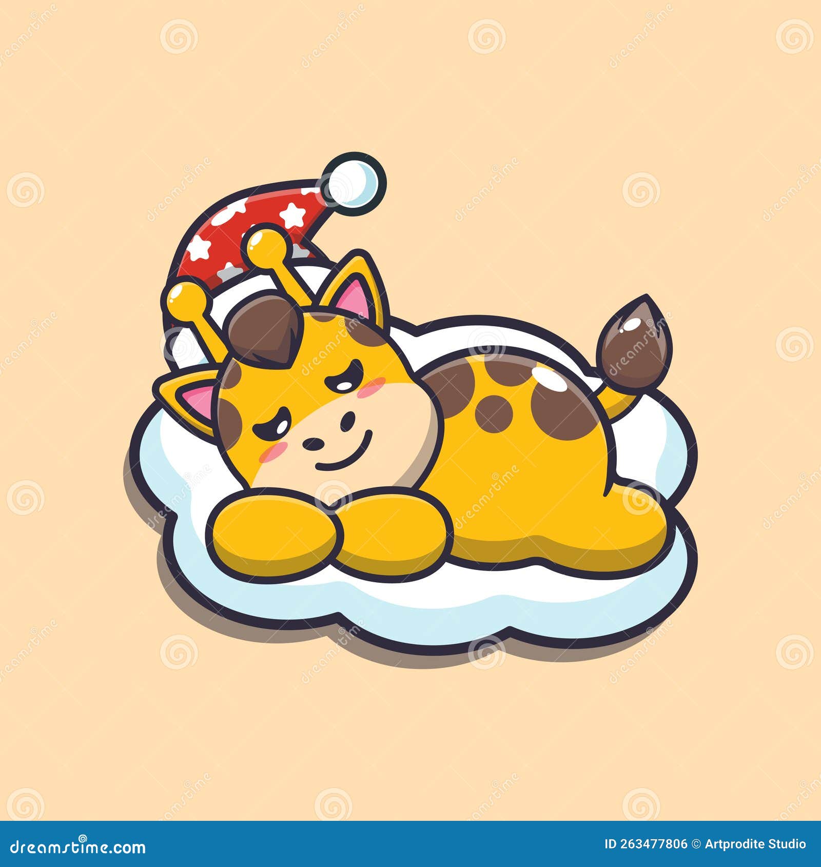 Cute Giraffe Sleep Cartoon Vector Illustration. Stock Vector ...