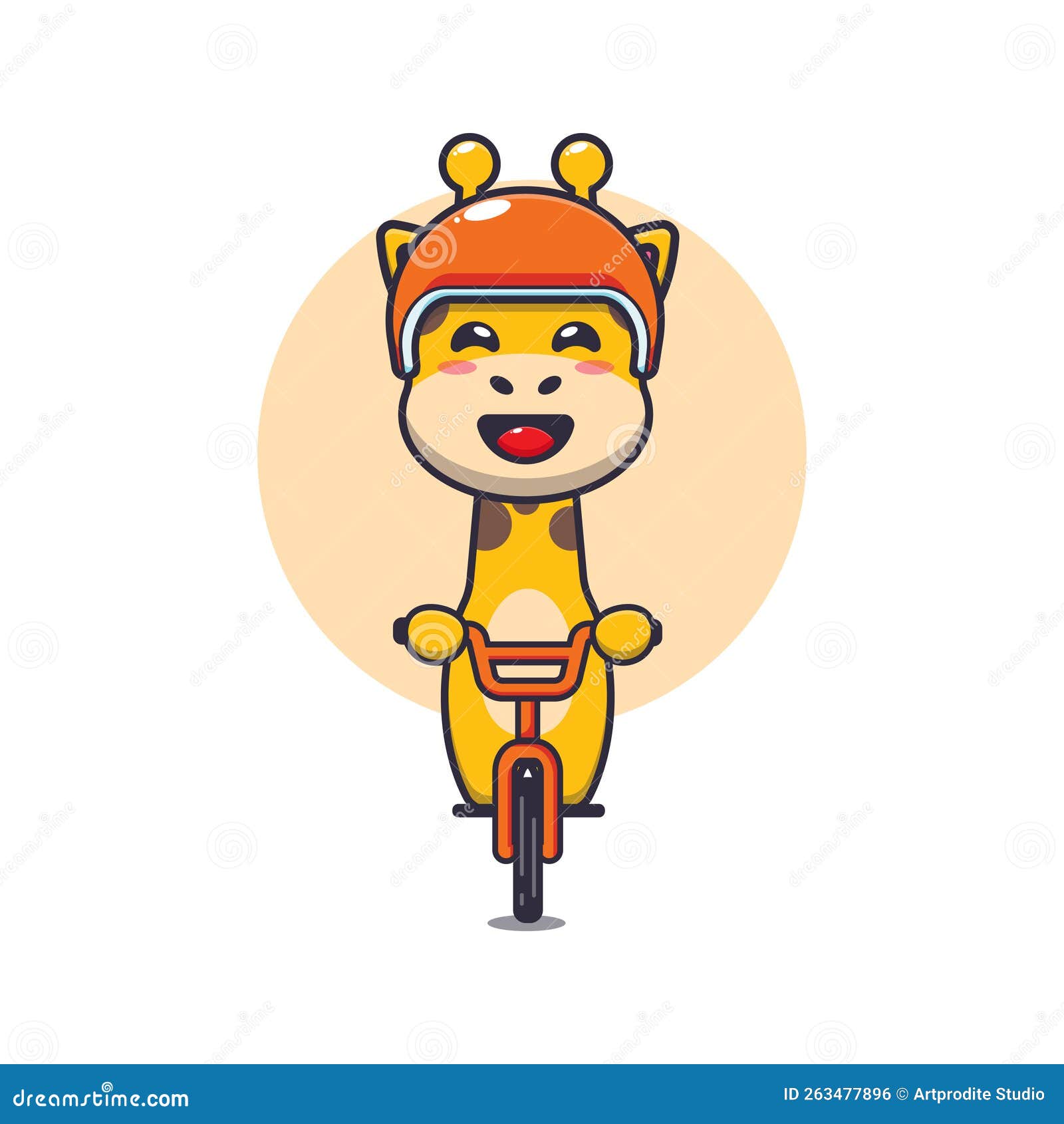 Cute Giraffe Mascot Cartoon Character Ride on Bicycle. Stock Vector ...