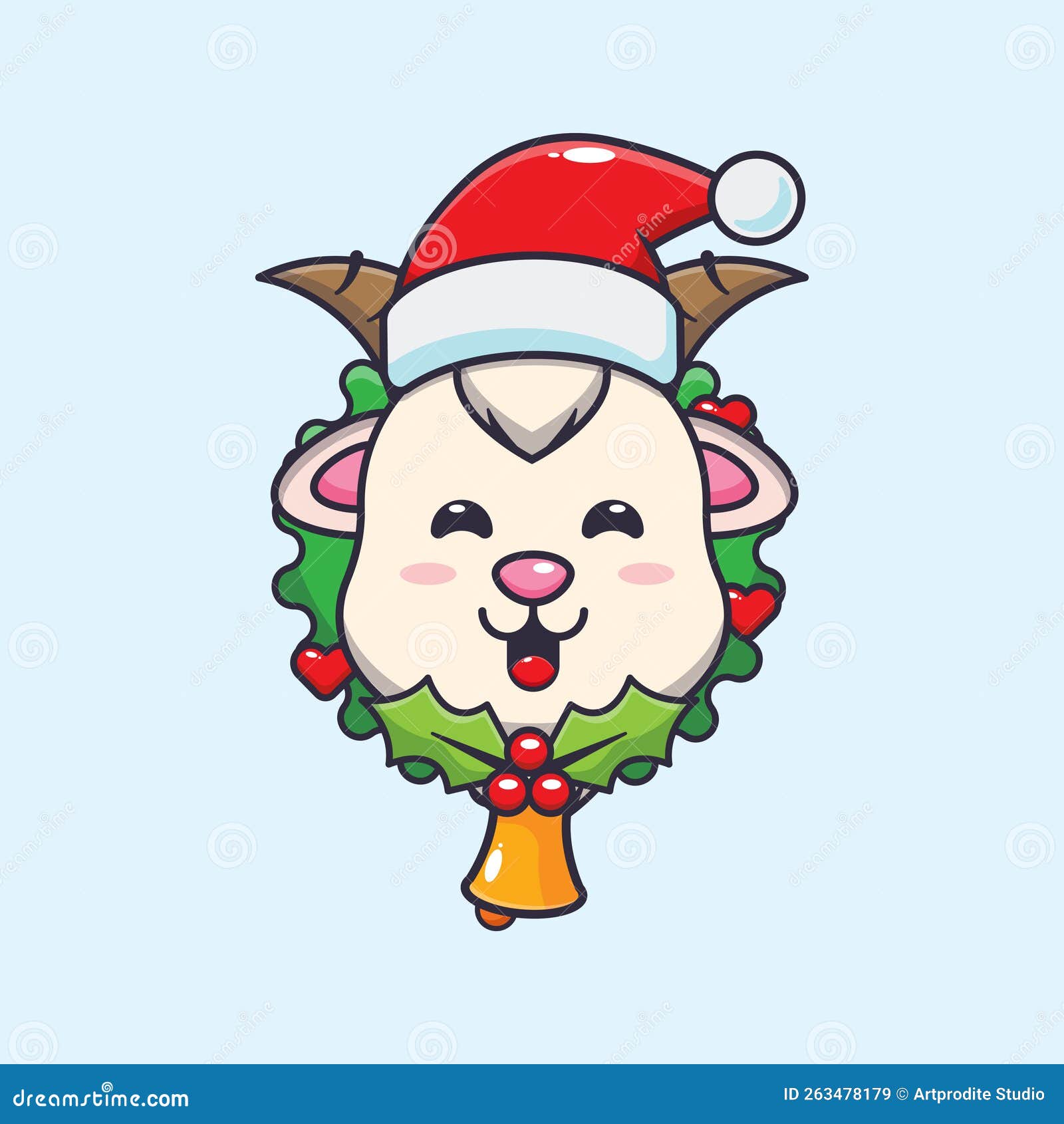 Cute Goat in Christmas Day. Cute Christmas Cartoon Character ...