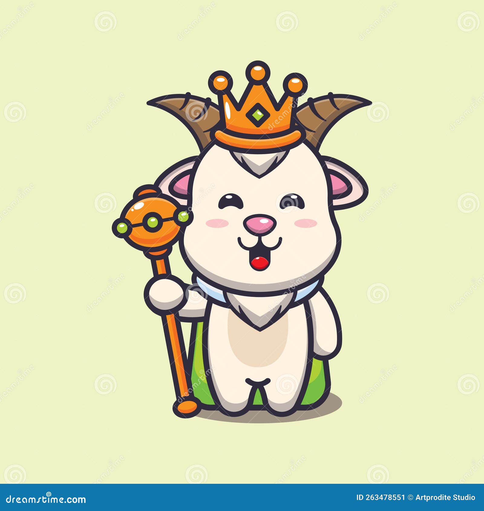 Goat King Cute Creative Kawaii Cartoon Mascot Logo Stock Photography ...