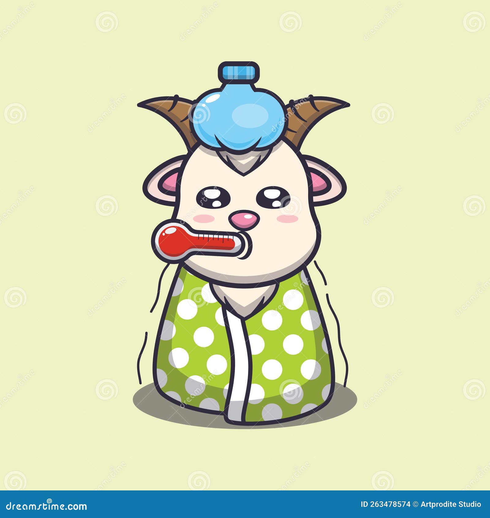 Cute Goat is Sick Cartoon Vector Illustration. Stock Vector ...