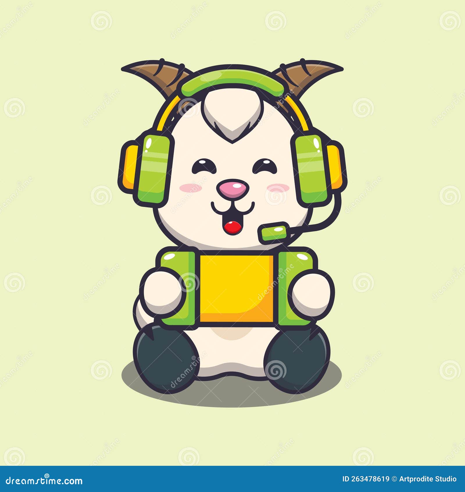 Cute Goat Play a Game Cartoon Vector Illustration. Stock Vector ...