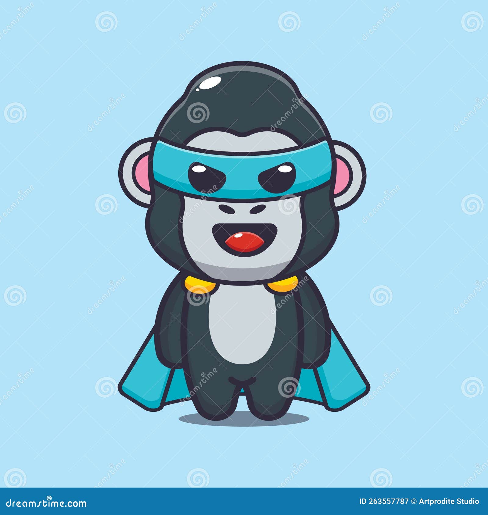Cute Super Gorilla Cartoon Vector Illustration. Stock Vector - Illustration of safari, child ...