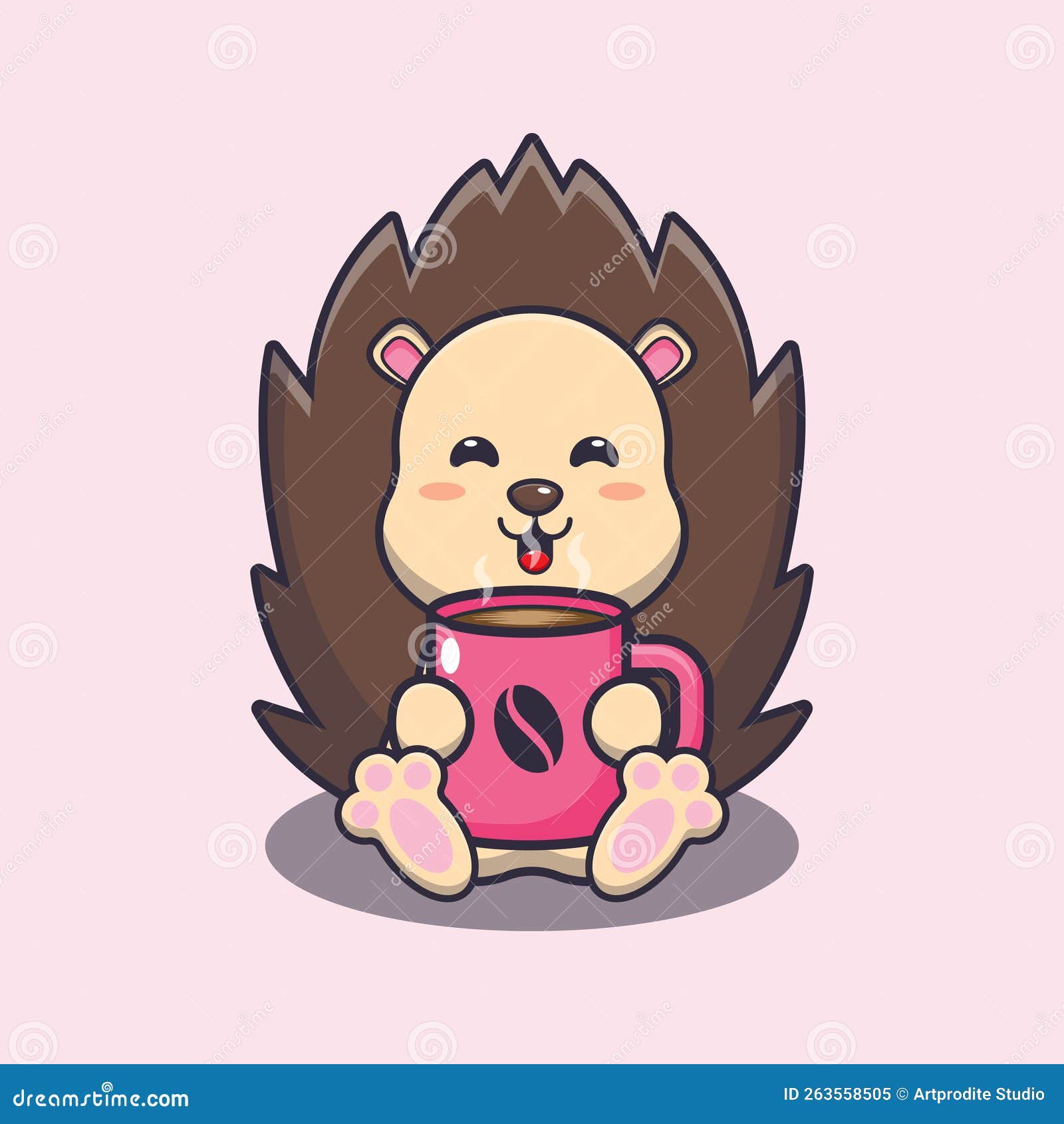 Cute Hedgehog Eating Noodle Cartoon Vector Illustration. Stock Vector ...