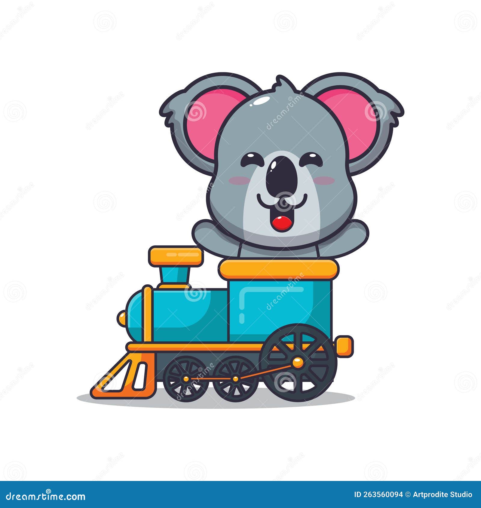 Cute Koala Mascot Cartoon Character Ride on Train. Stock Vector ...