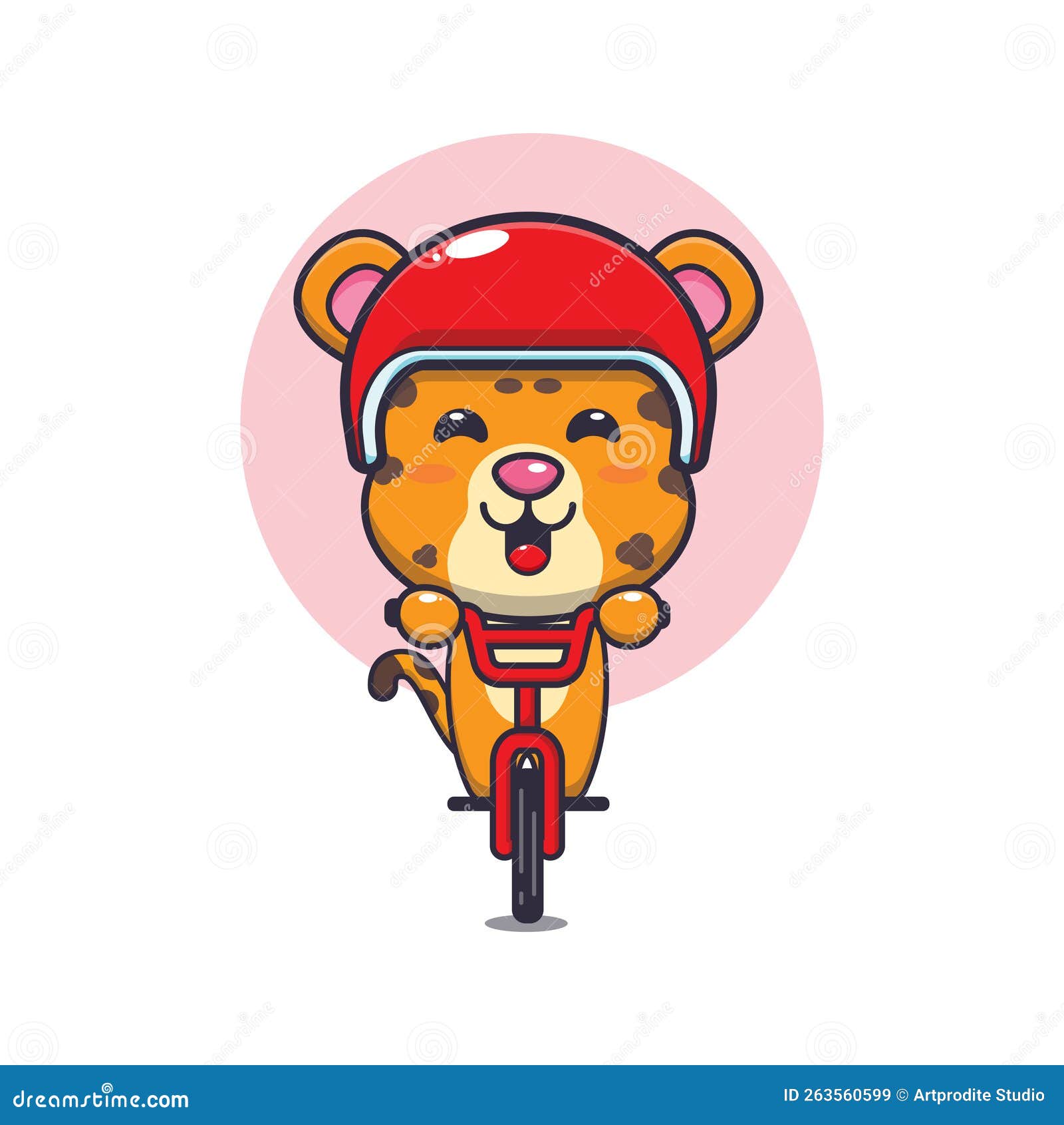 Cute Leopard Mascot Cartoon Character Ride on Bicycle. Stock Vector ...