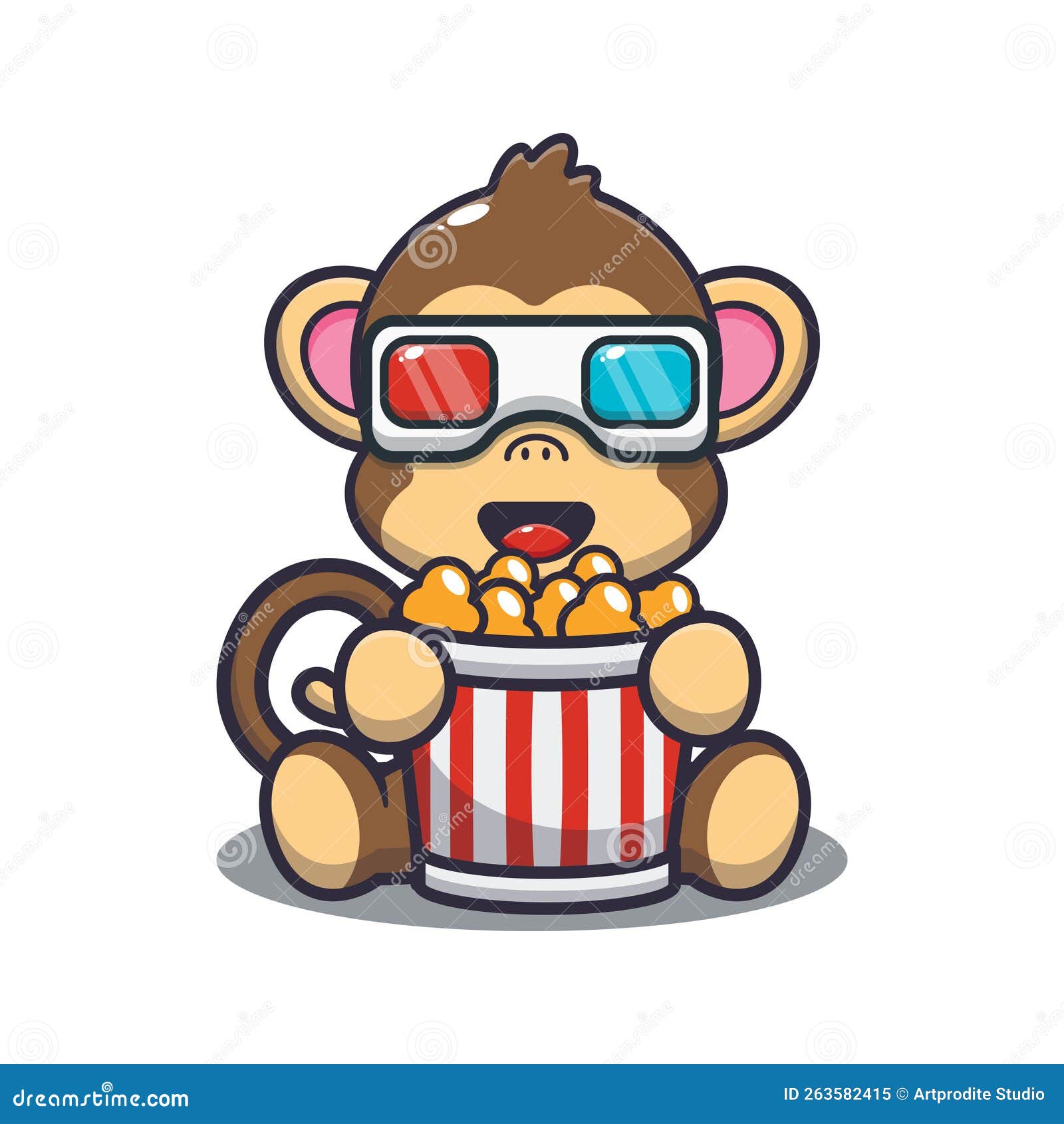 Set Popcorn In Box, Monkey, Fast Street Food Cart, Drum With Drum ...