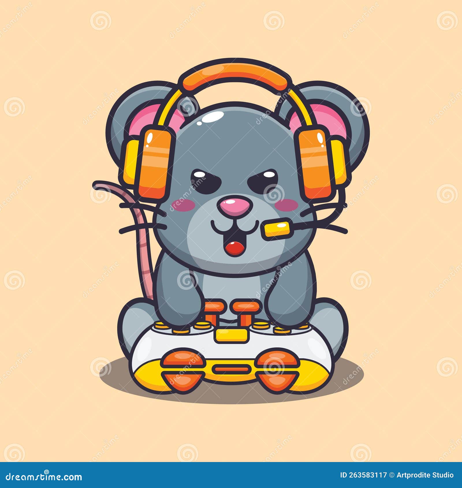 Cute Mouse Playing a Game Cartoon Vector Illustration Stock Vector ...