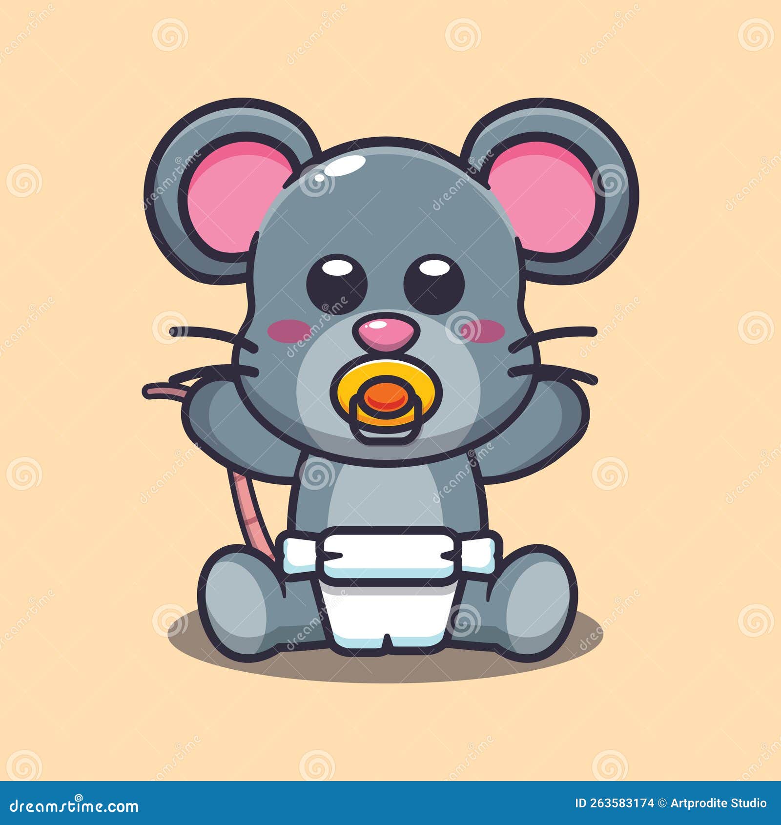 Cute Baby Mouse Cartoon Vector Illustration. Stock Vector ...