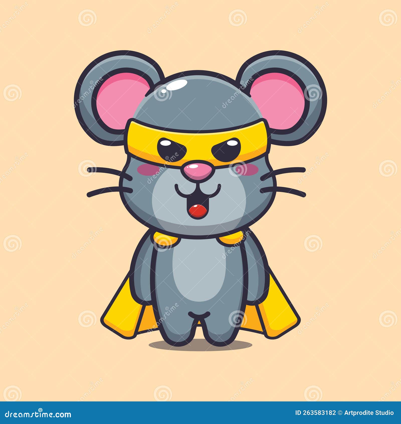 Cute Super Mouse Cartoon Vector Illustration. Stock Vector ...