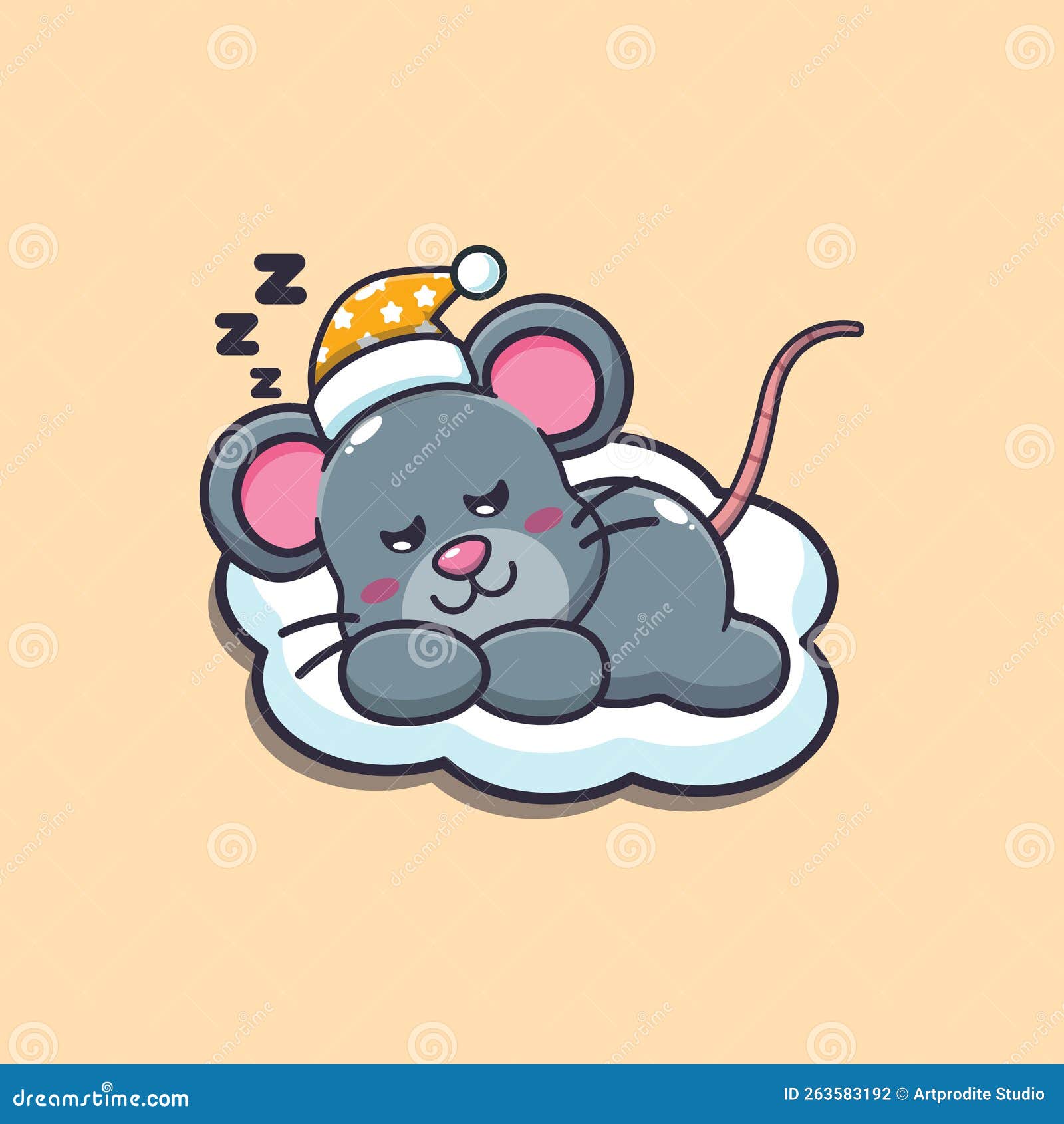 Cute Mouse Sleep Cartoon Vector Illustration. Stock Vector ...