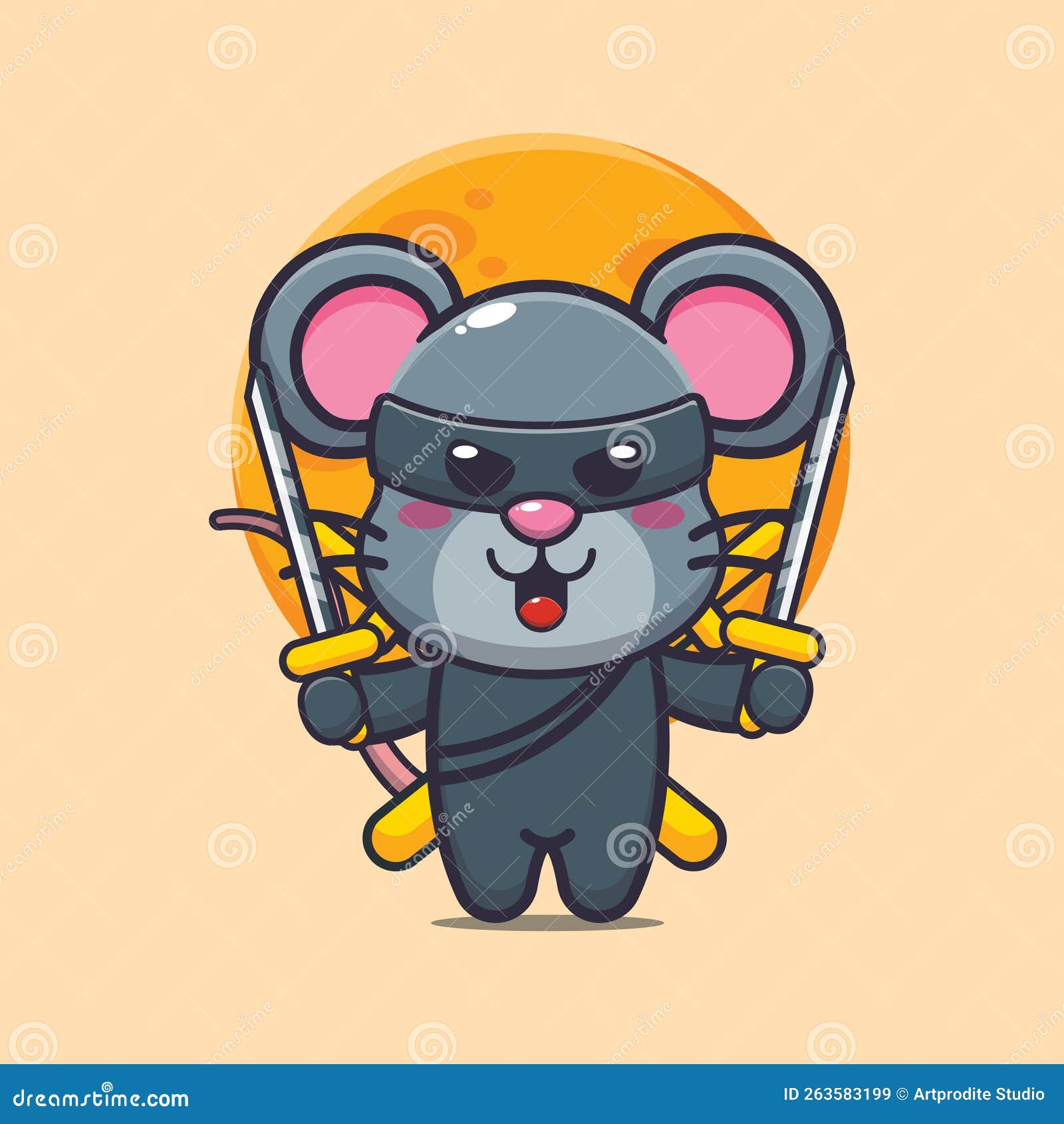 Cute Ninja Mouse Cartoon Vector Illustration. Stock Vector ...