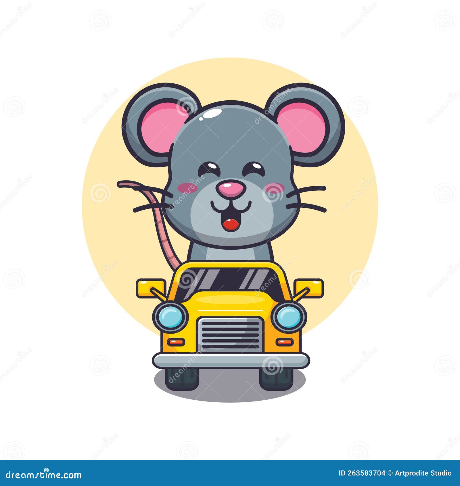 Cute Mouse Mascot Cartoon Character Ride on Car. Stock Vector ...