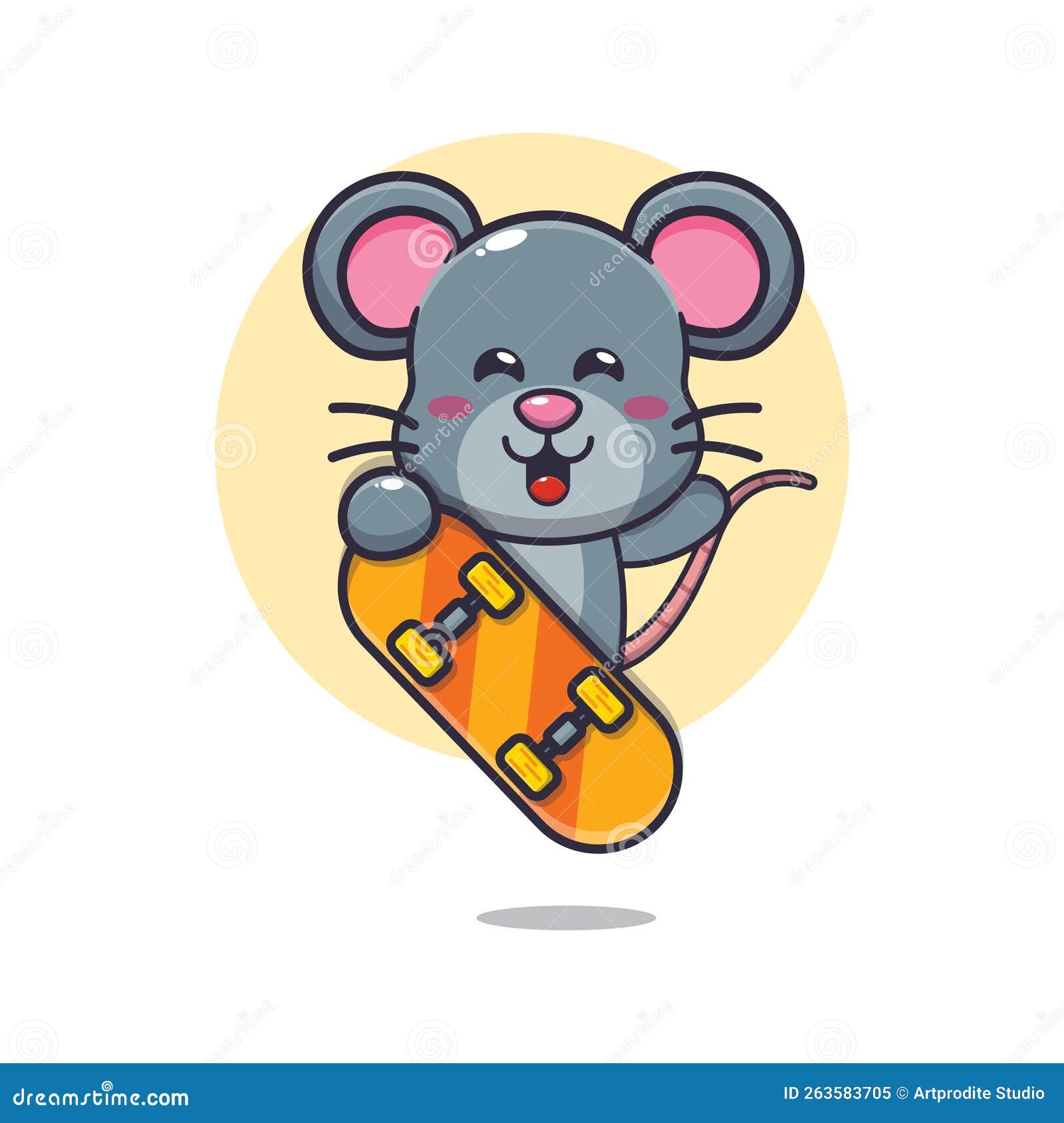 Cute Mouse Mascot Cartoon Character with Skateboard. Stock Vector ...
