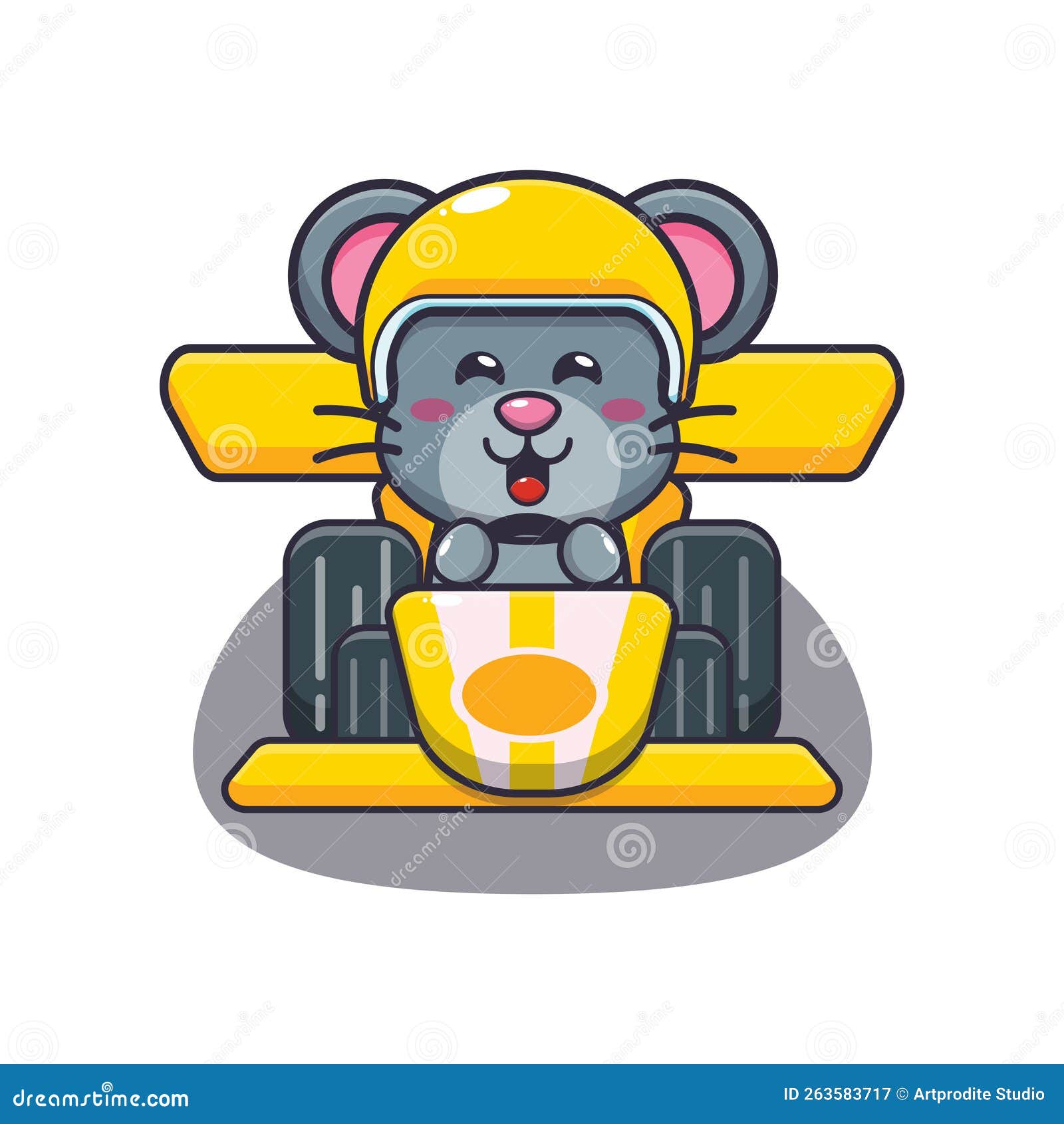 Cute Mouse Mascot Cartoon Character Riding Race Car. Stock Vector ...