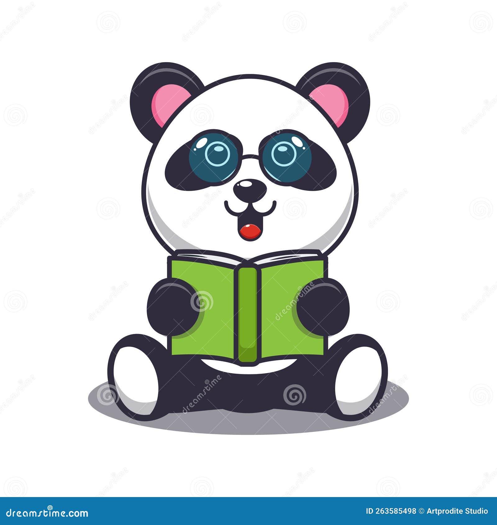 Cute Panda Reading a Book Cartoon Vector Illustration. Stock Vector ...