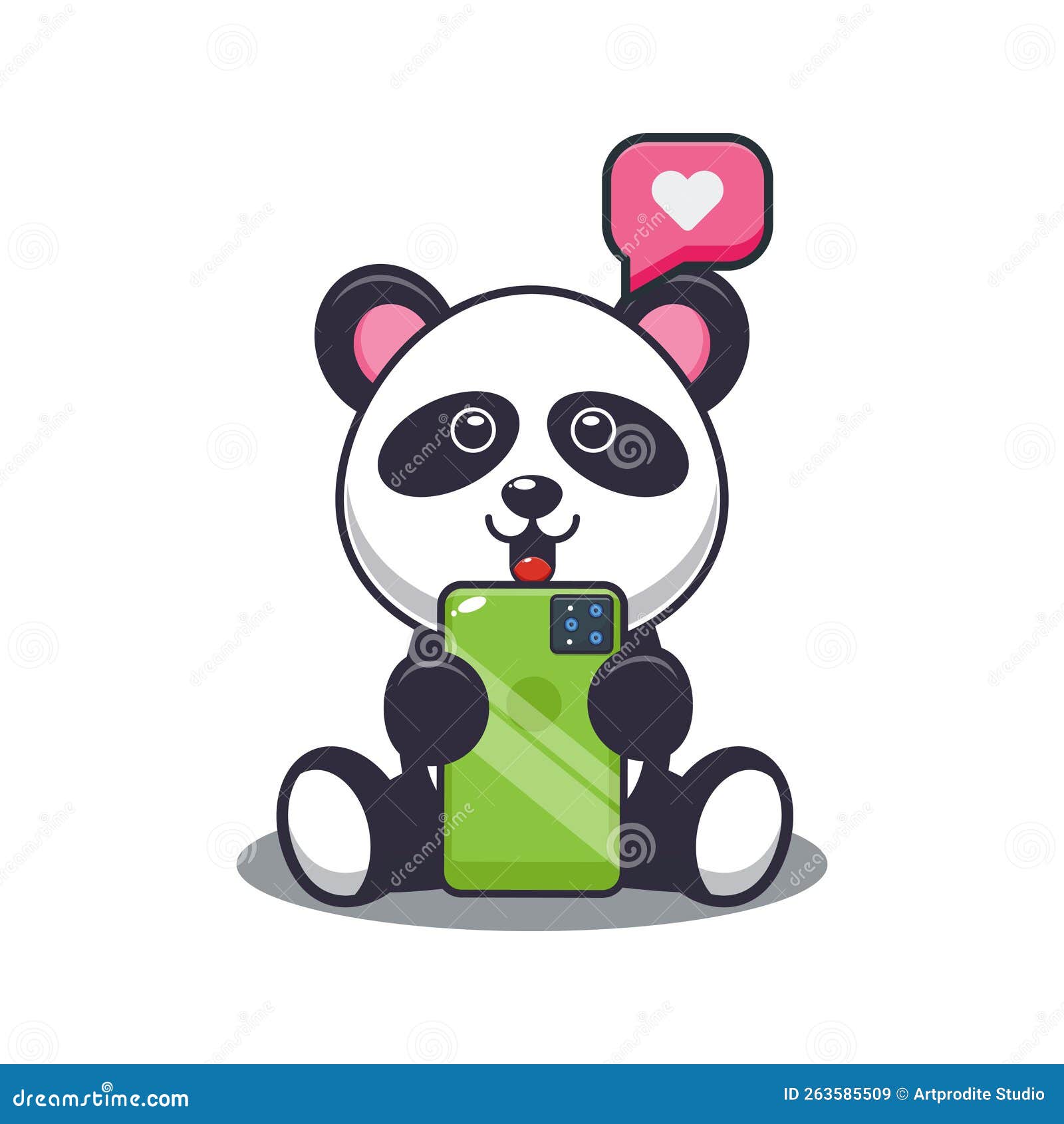 Cute Panda with Phone Cartoon Vector Illustration. Stock Vector ...