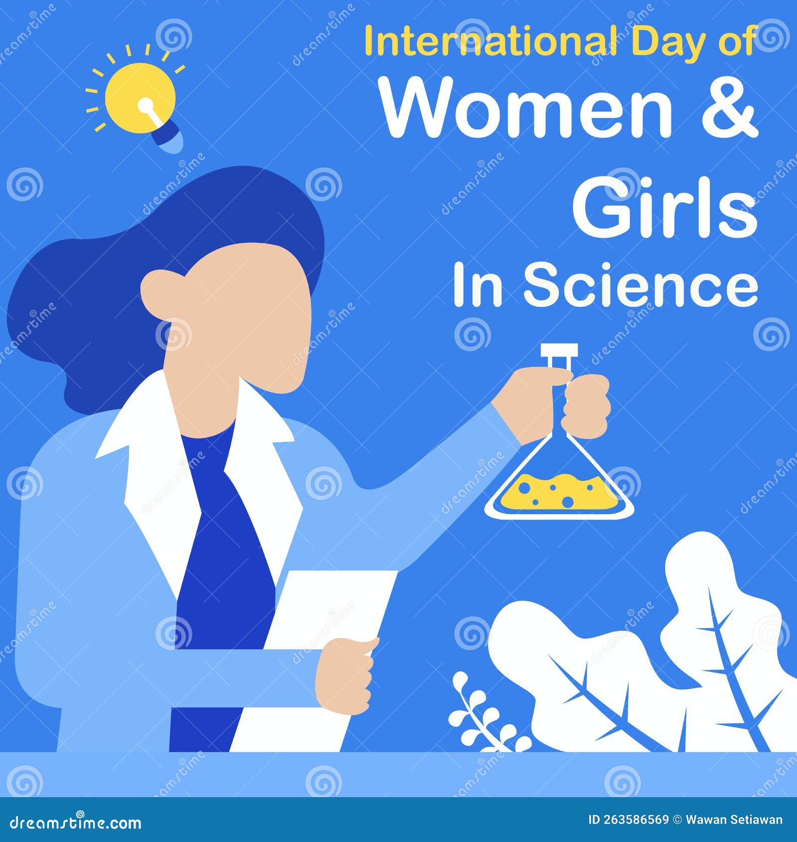 Illustration Vector Graphic of a Woman Holding an Erlenmeyer Flask and ...