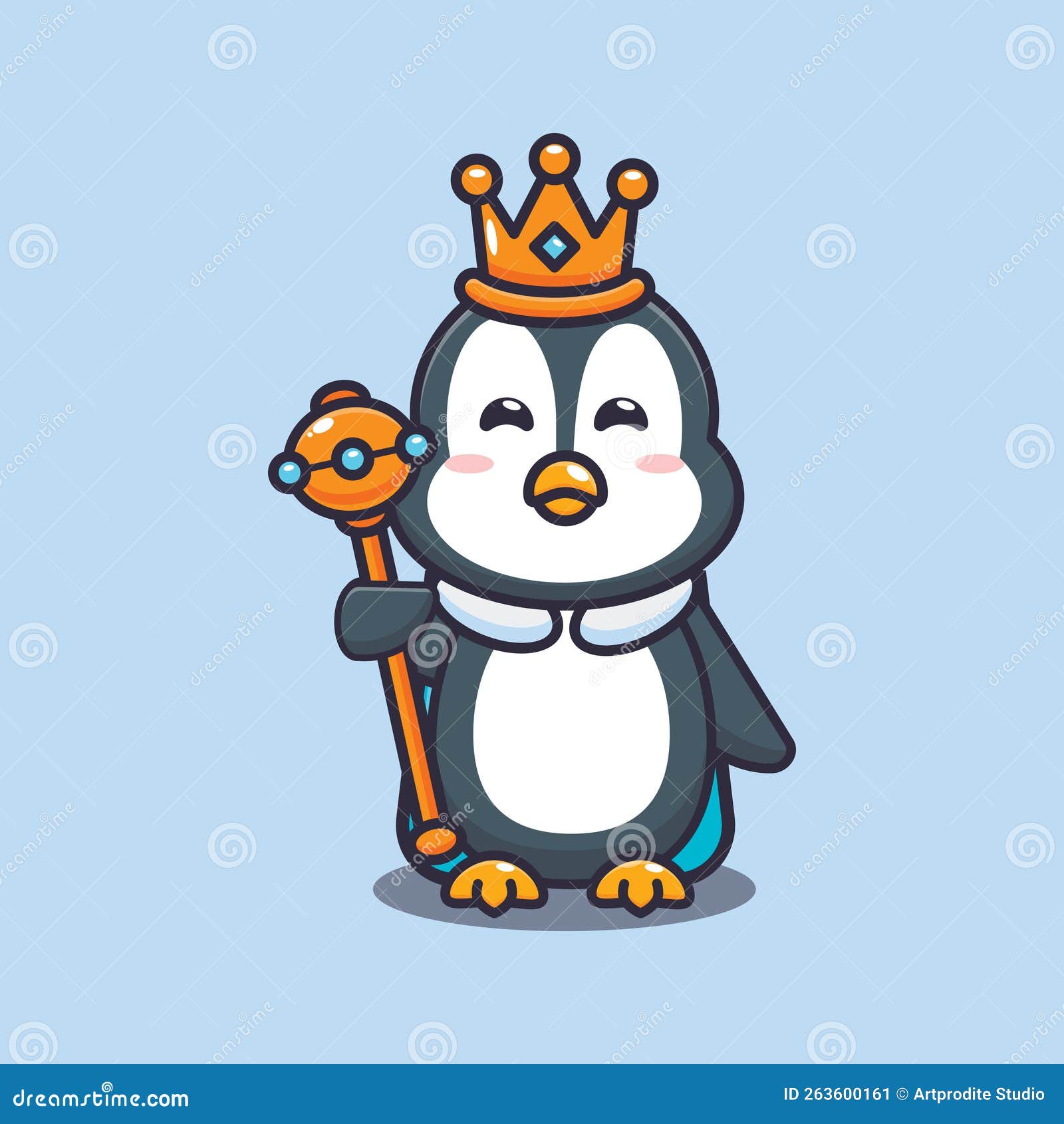 Cute King Penguin Cartoon Vector Illustration. Stock Vector ...
