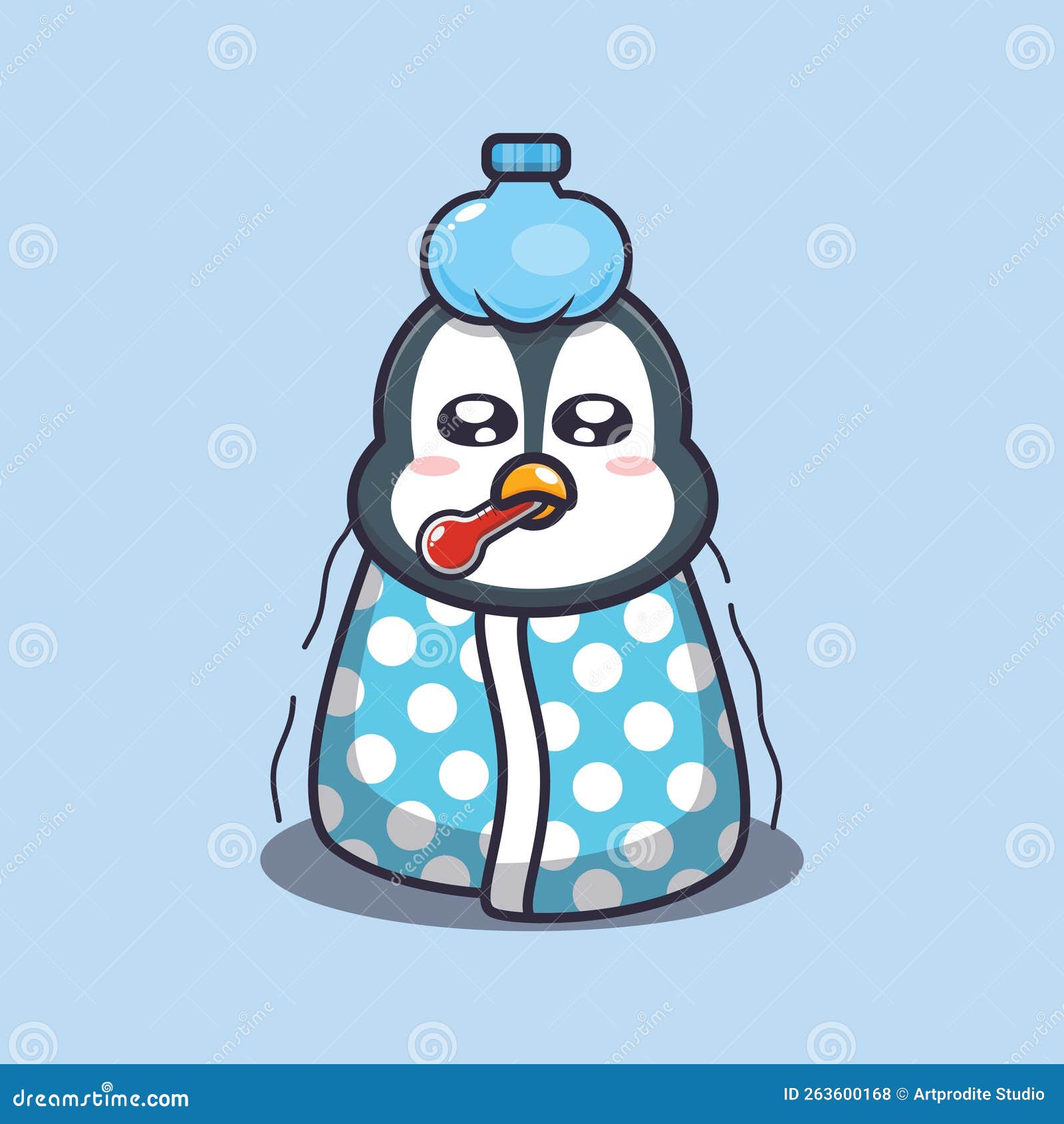 PENGUIN With Fever And Gripe In Bed Stock Image | CartoonDealer.com ...
