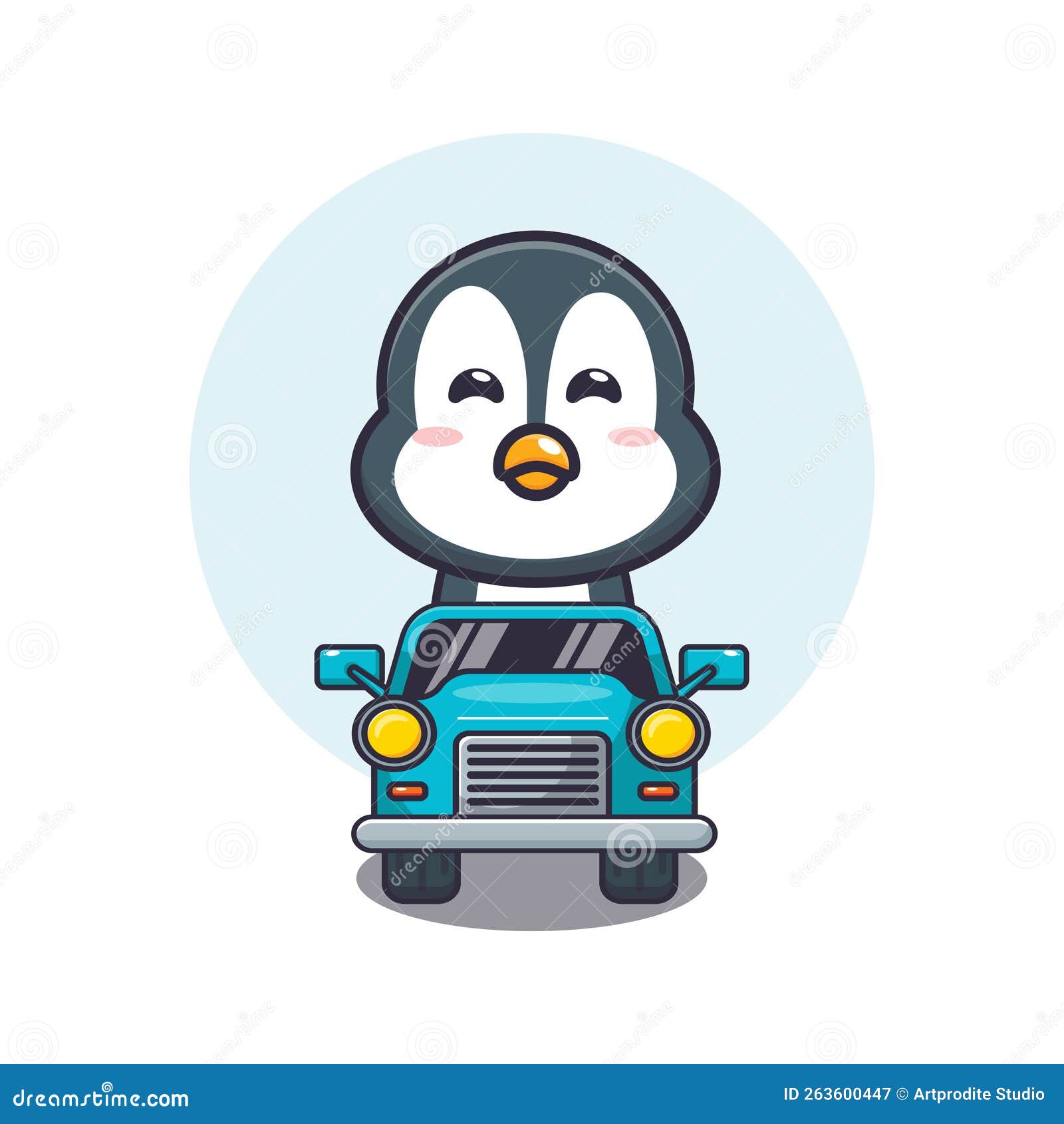 Cute Penguin Mascot Cartoon Character Ride on Car. Stock Vector ...