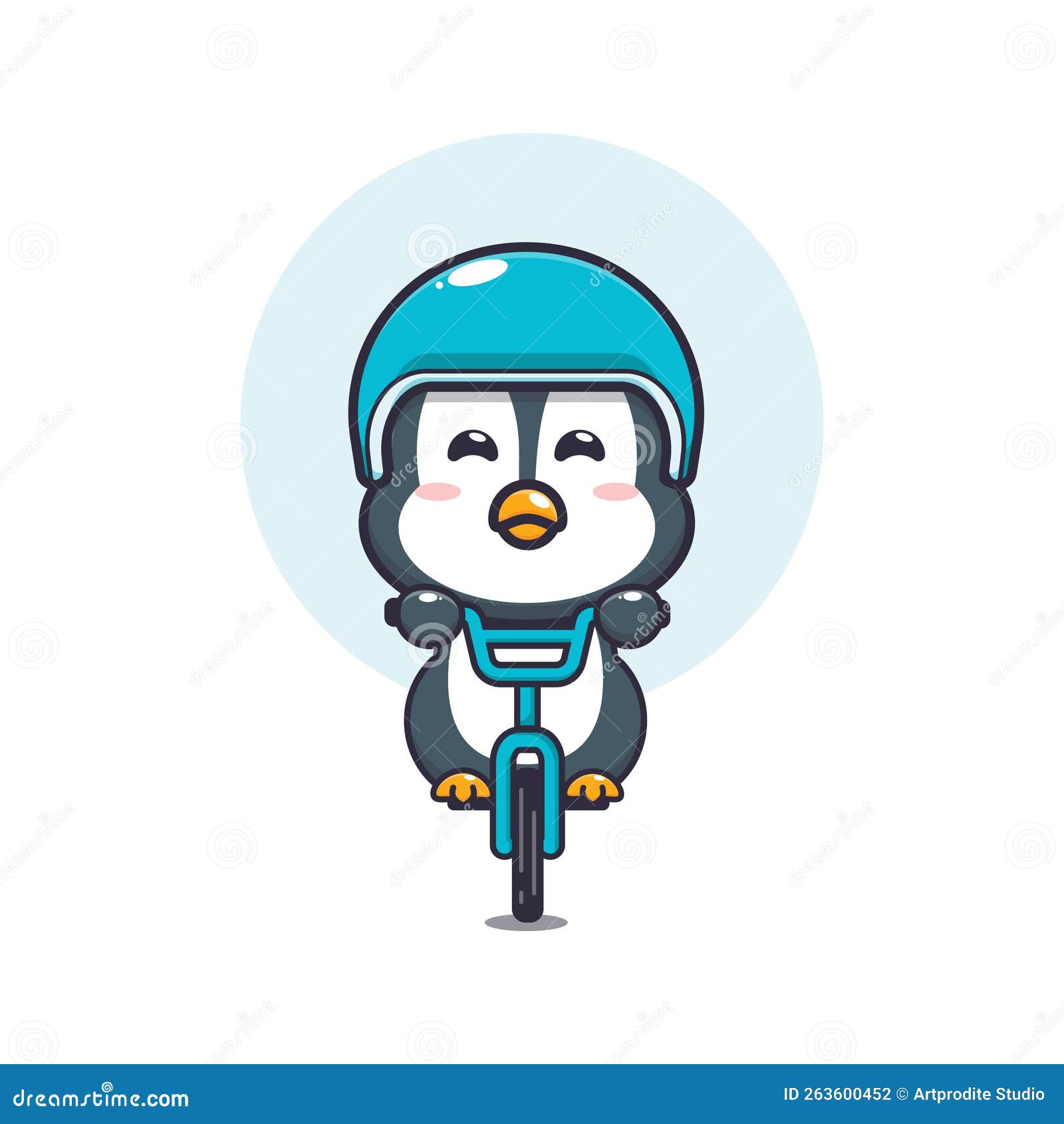 Cute Penguin Mascot Cartoon Character Ride on Bicycle. Stock Vector ...