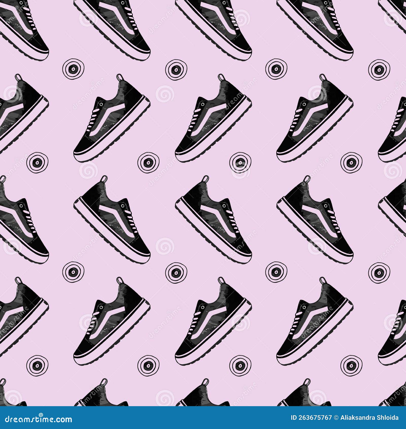 Old School Vans Pattern, Hand Drawn Doodle Style, 90s Retro Vibe Stock ...