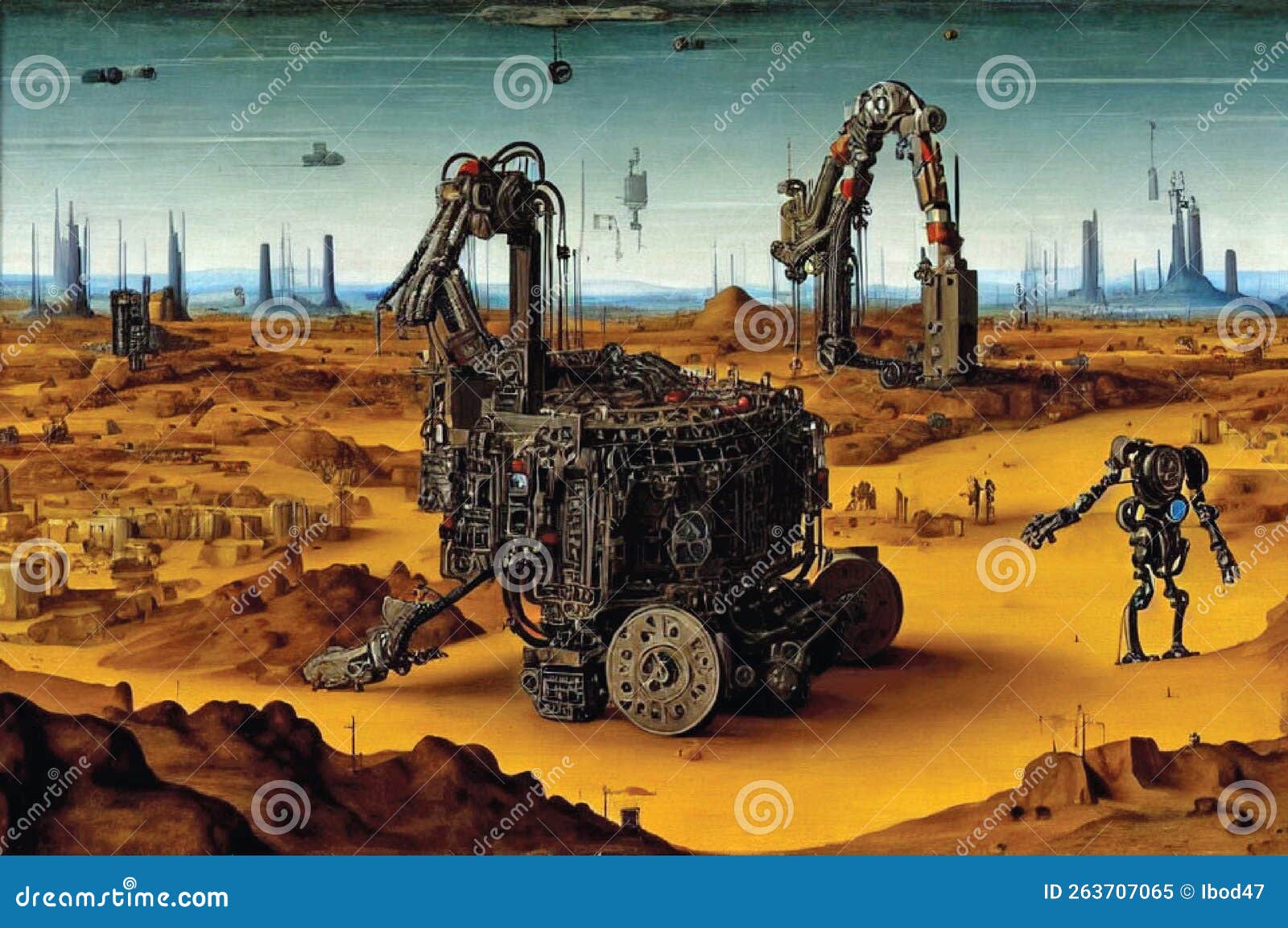 Generative AI Futuristic Mining Machines Stock Illustration ...