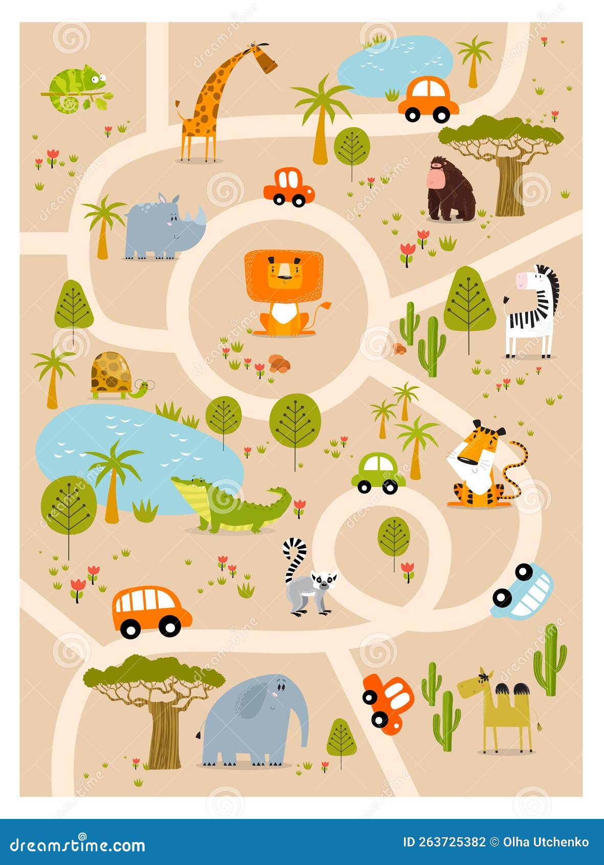 Safari Maze Game For Kids. Help The Monkey Find The Way To Bananas ...