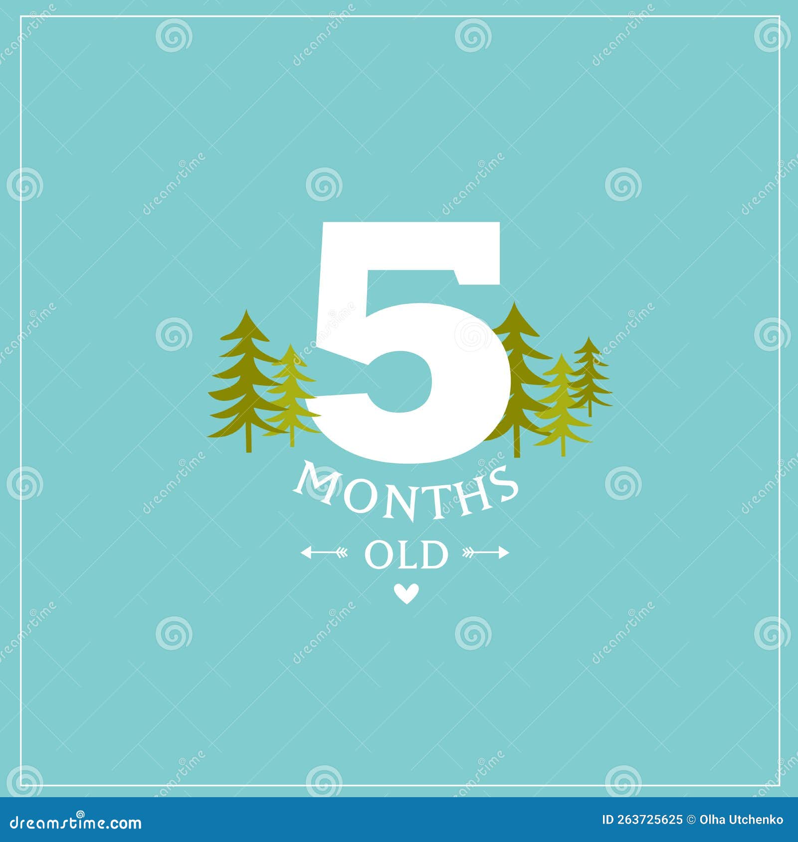 PrintÑŽ Cute Card `I`m 5 Months Old`. Blue Postcard for a Photo of a ...