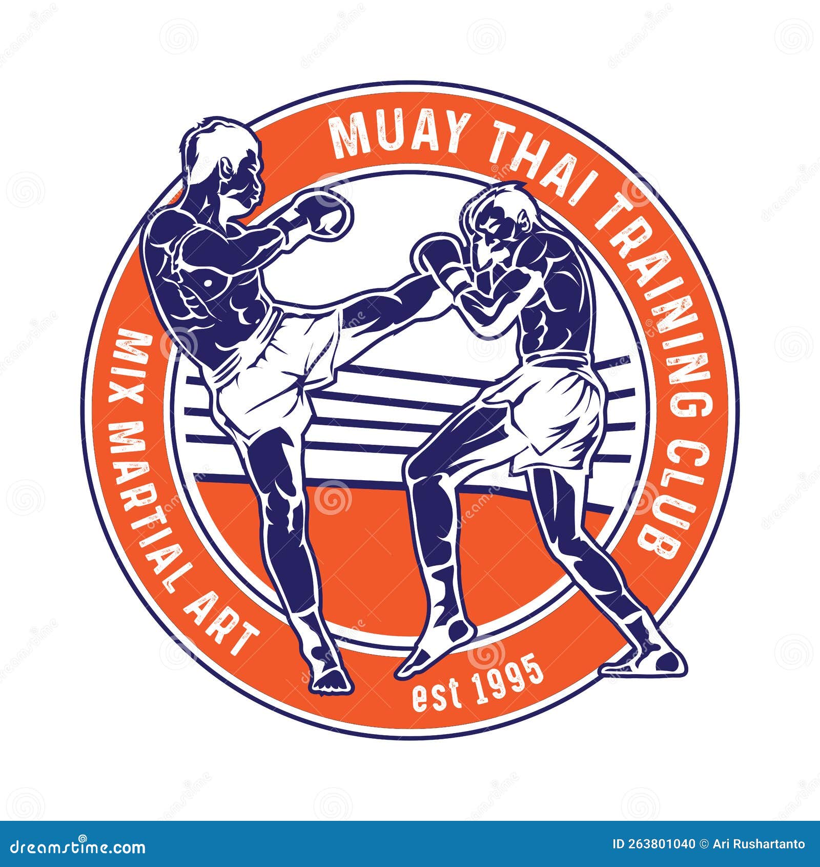 Muay Thai Boxing Martial Art Vector Illustration Logo Design Stock ...