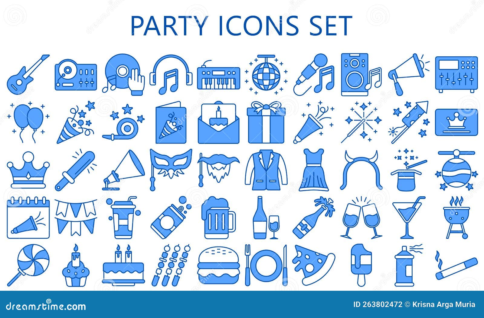 Simple Set of Party Related Vector Line Icons Stock Vector ...