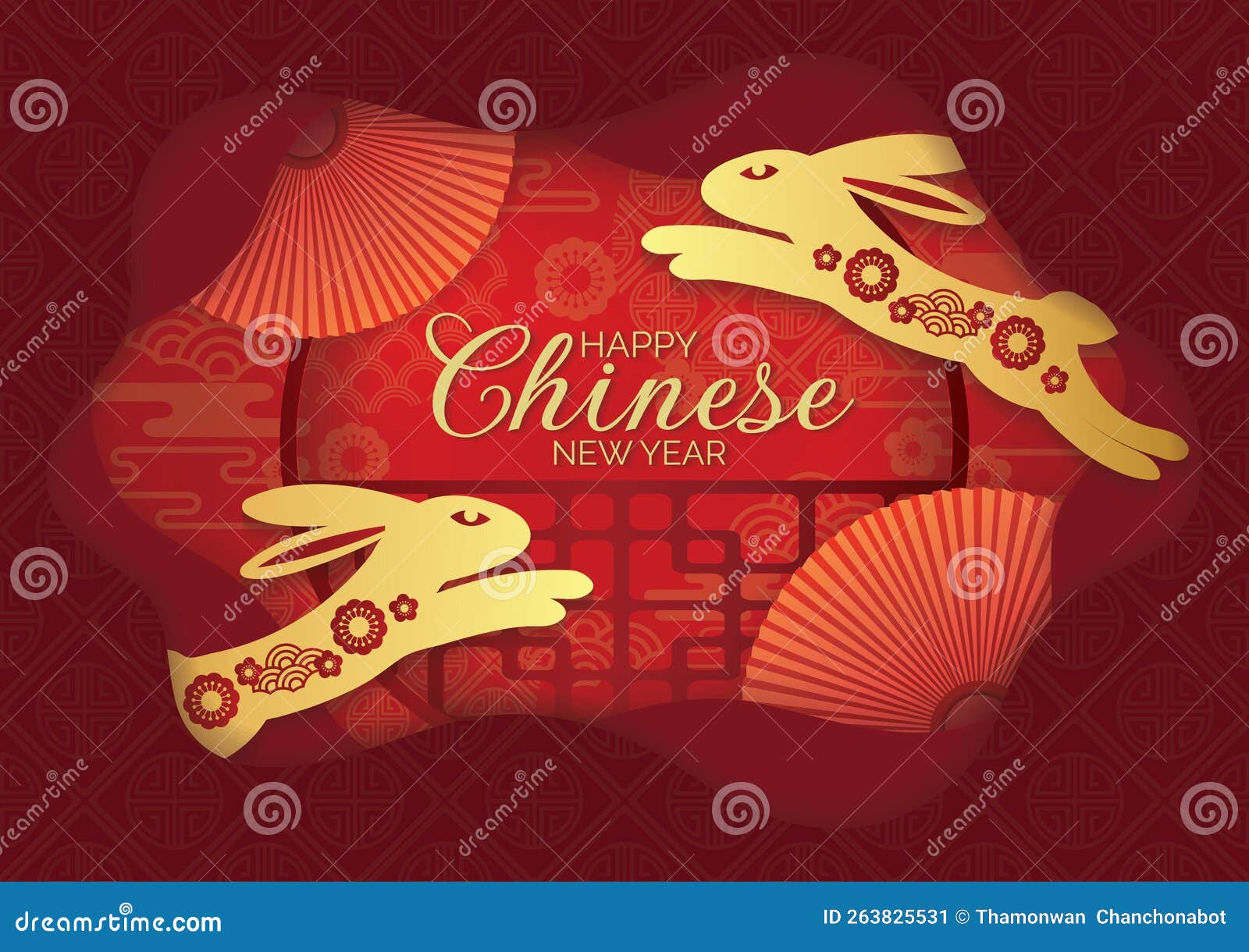 Chinese New Year Rabbit Year 2023 Stock Vector - Illustration of paper ...