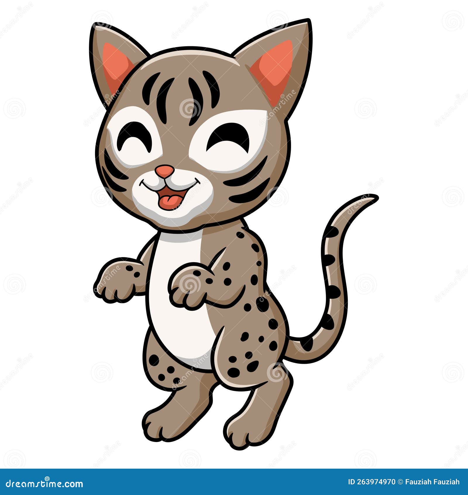 Cute Ocicat Cat Cartoon Standing Stock Vector - Illustration of pose ...