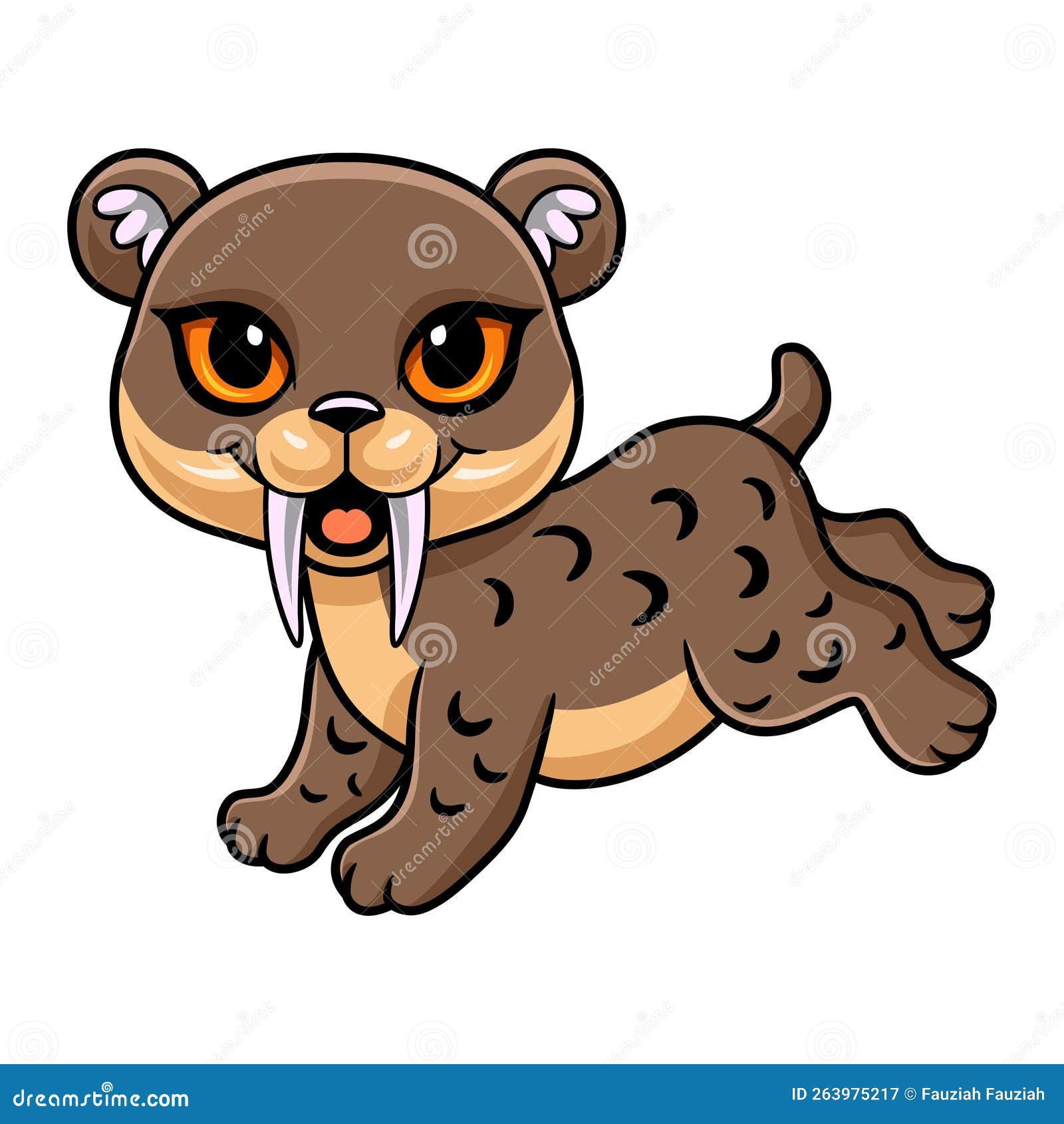 Cute Little Smilodon Cartoon Jumping Stock Vector - Illustration of ...