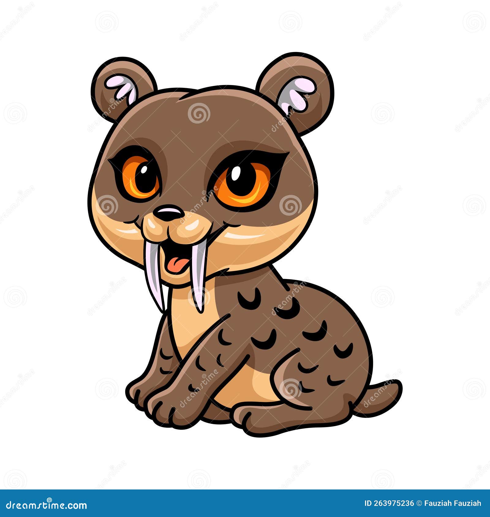 Cute Little Smilodon Cartoon Sitting Stock Vector - Illustration of ...