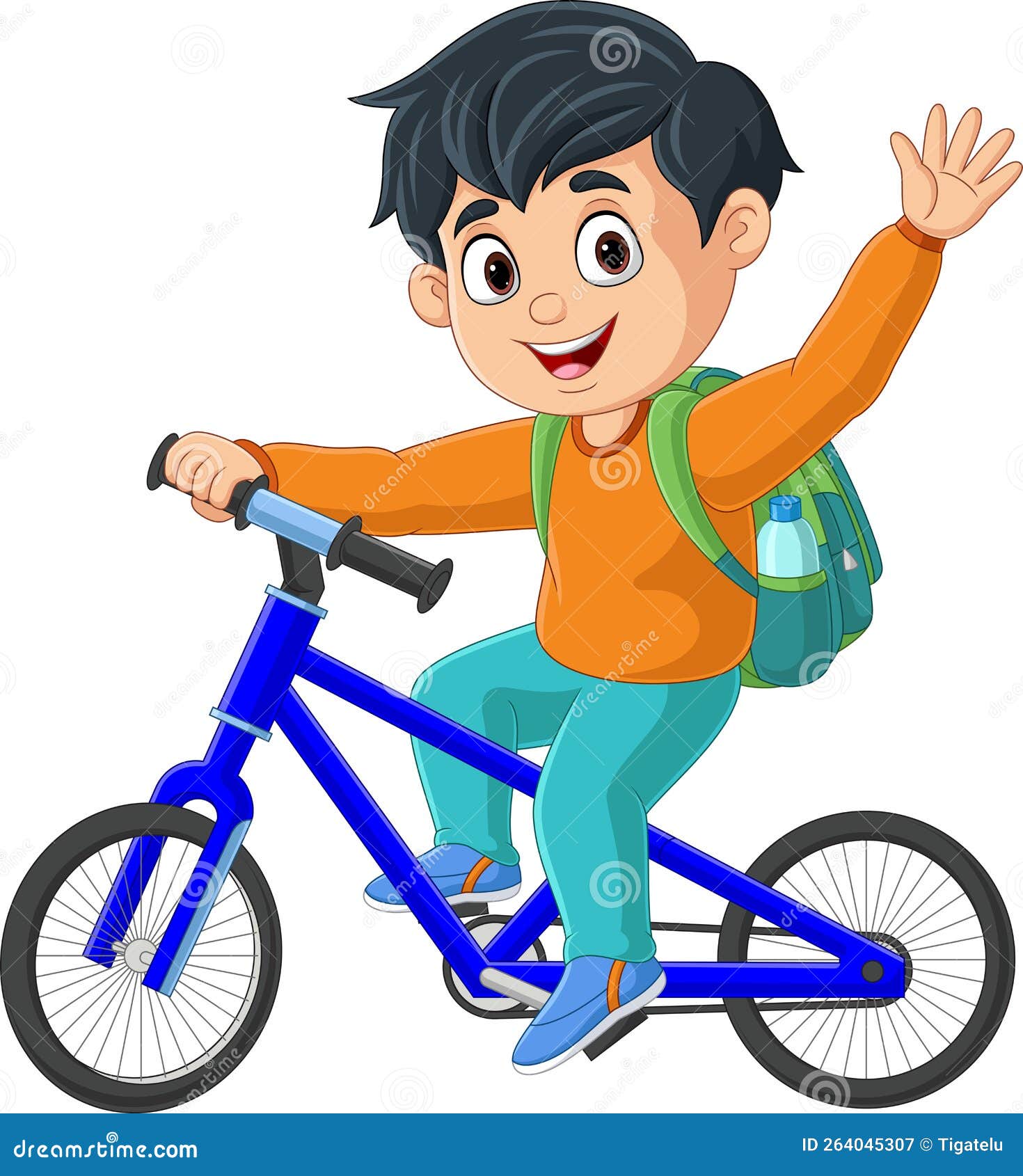 Cute School Boy Cartoon Riding Bicycle Stock Vector - Illustration of ...
