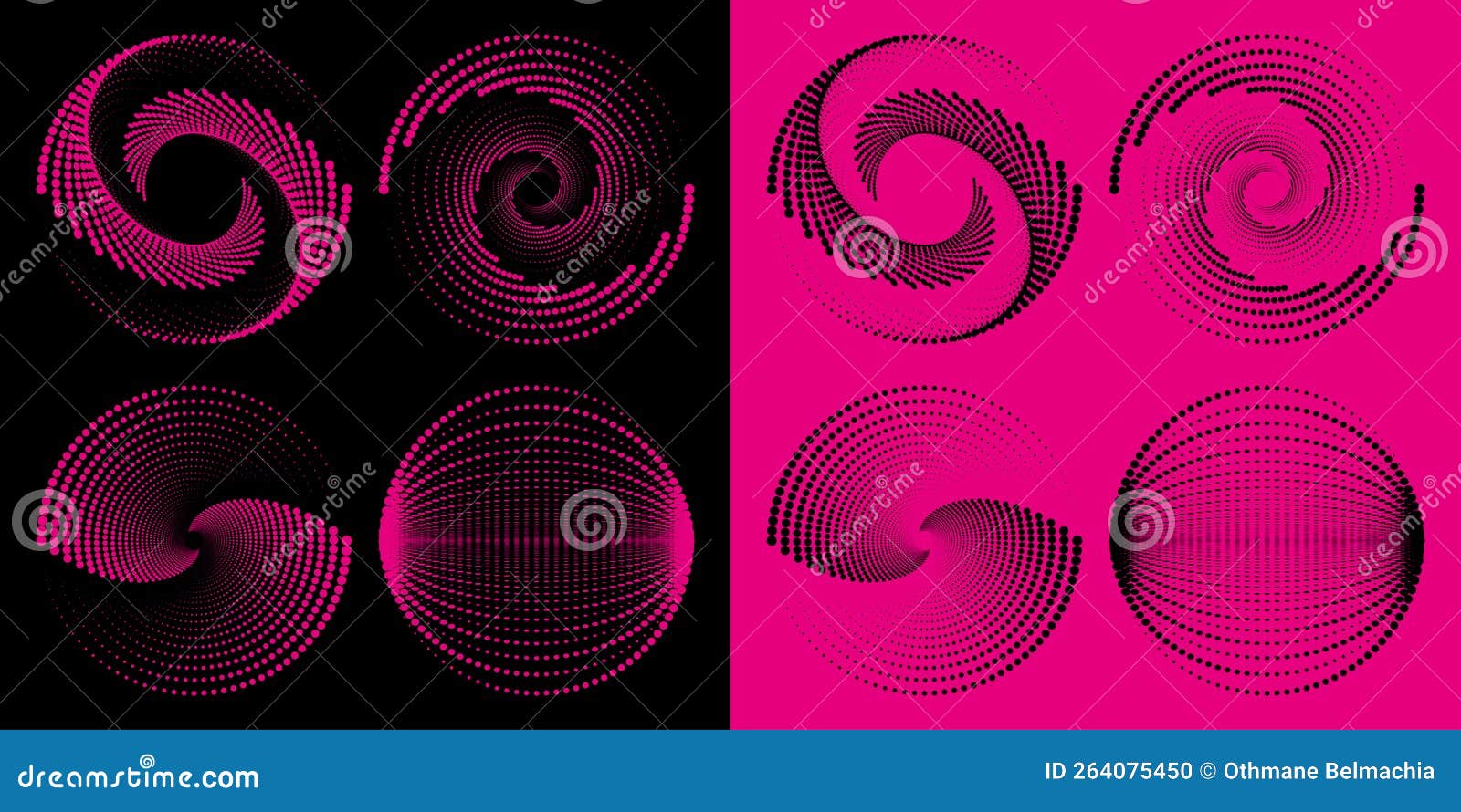 Set Of Spirals Design Elements Dotted Abstract Patterns Spiral Swirl