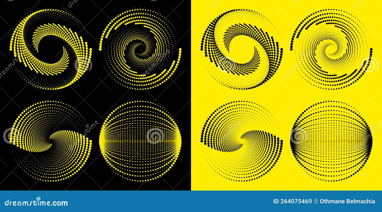 Set of Spirals Design Elements Dotted Abstract Patterns Spiral Swirl ...