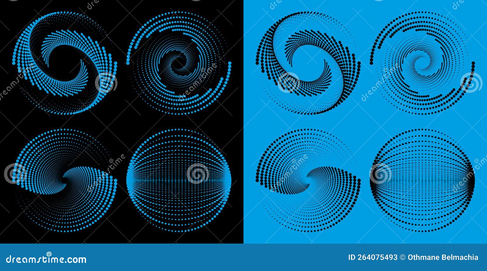 Set of Spirals Design Elements Dotted Abstract Patterns Spiral Swirl ...