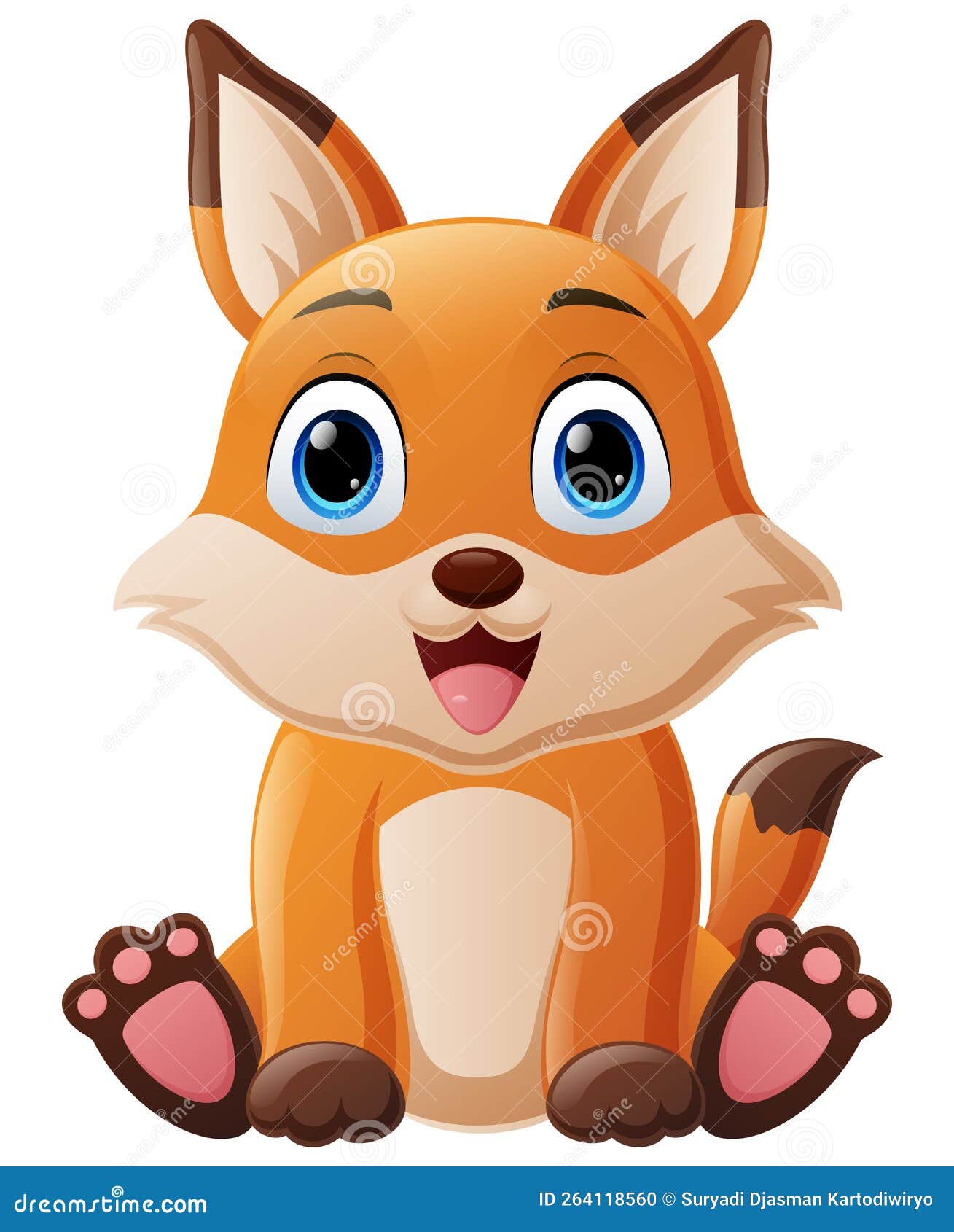 Cute Little Fox Cartoon Sitting Stock Vector - Illustration of friendly ...