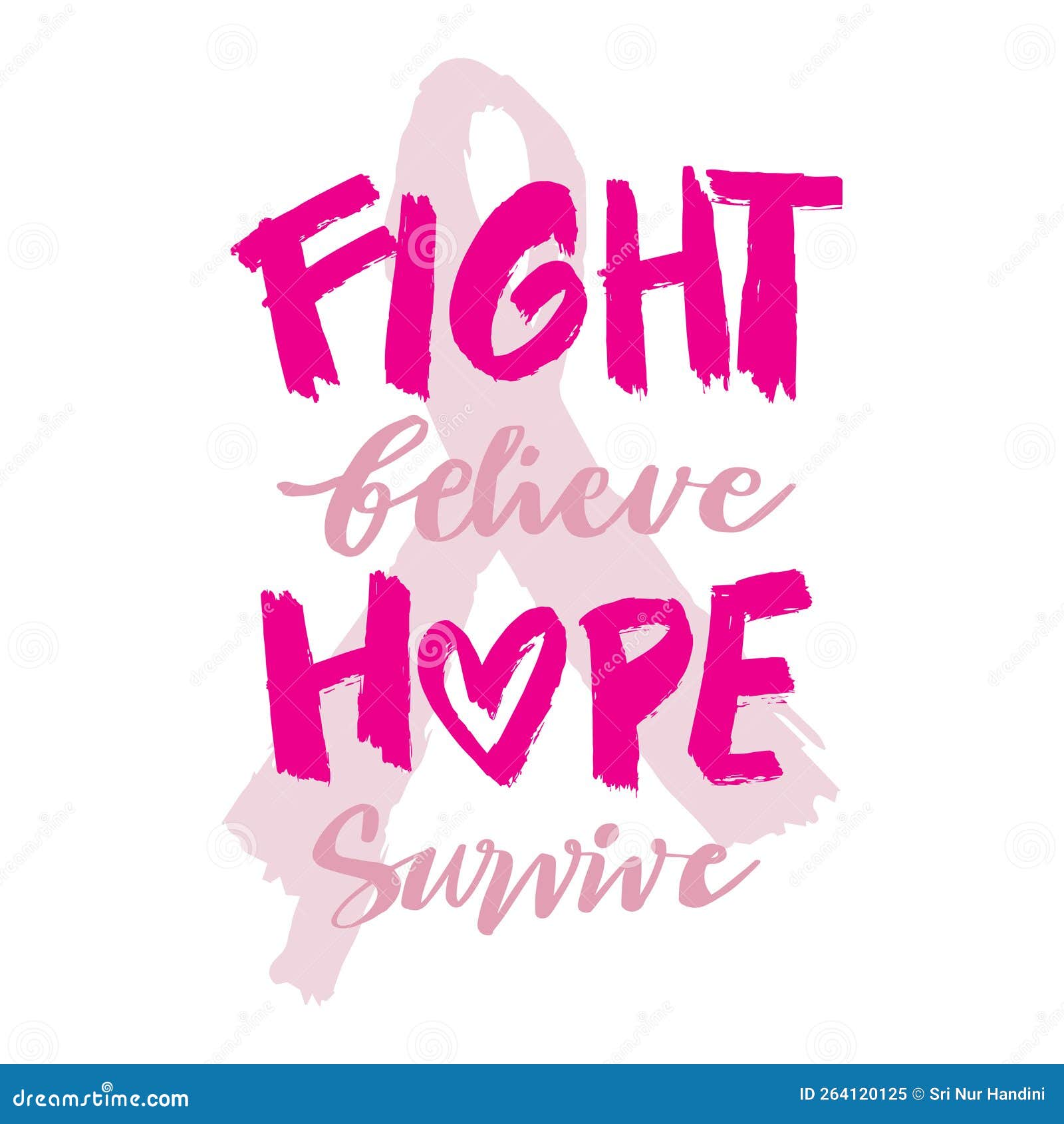 Fight Believe Hope Survive, Hand Lettering. Breast Cancer T Shirt ...