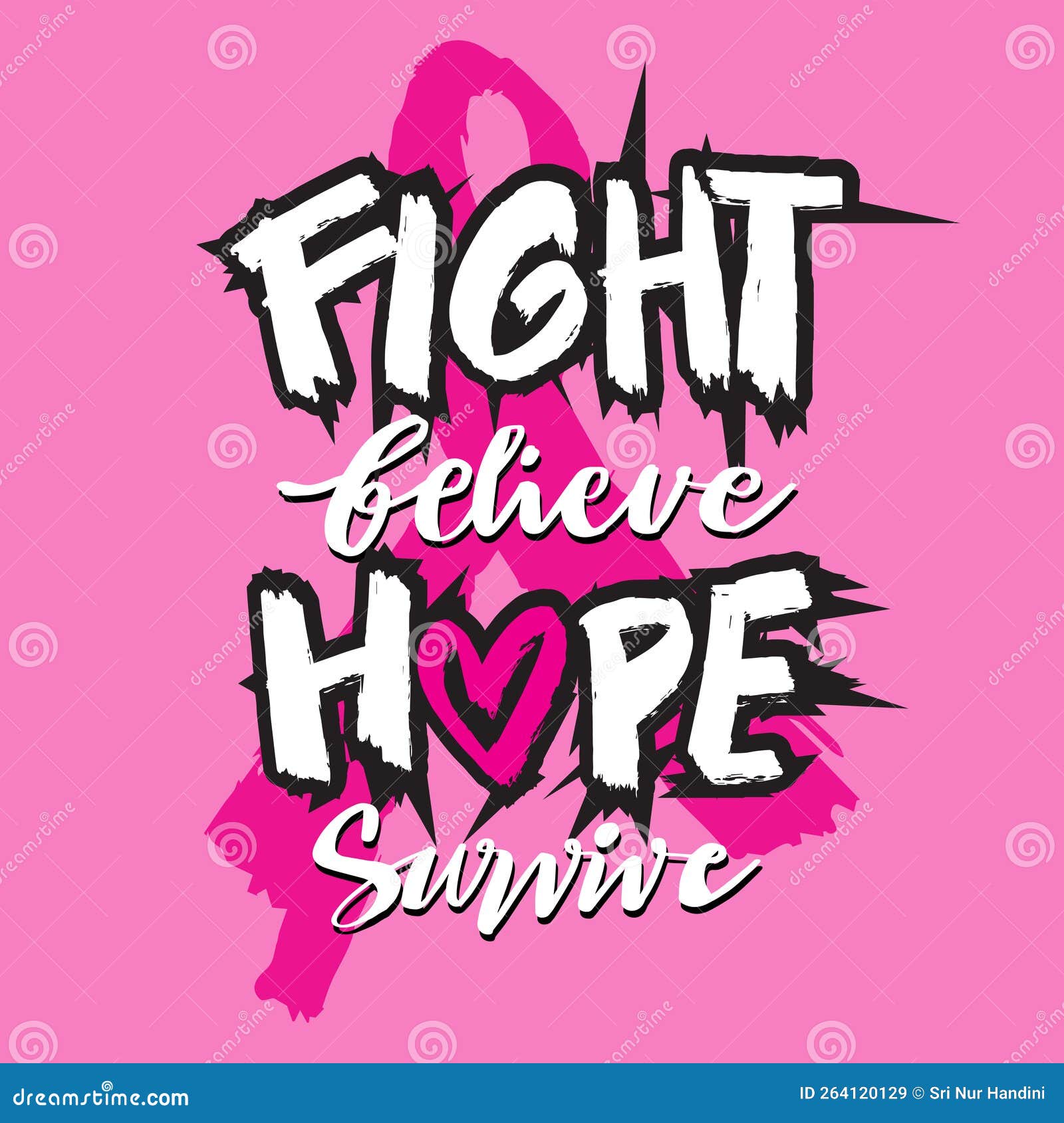 Fight Believe Hope Survive, Hand Lettering. Breast Cancer T Shirt ...