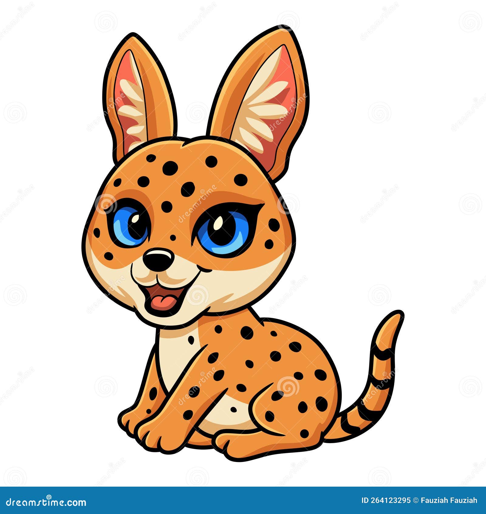 Cute Serval Cat Cartoon Sitting Stock Vector - Illustration of african ...