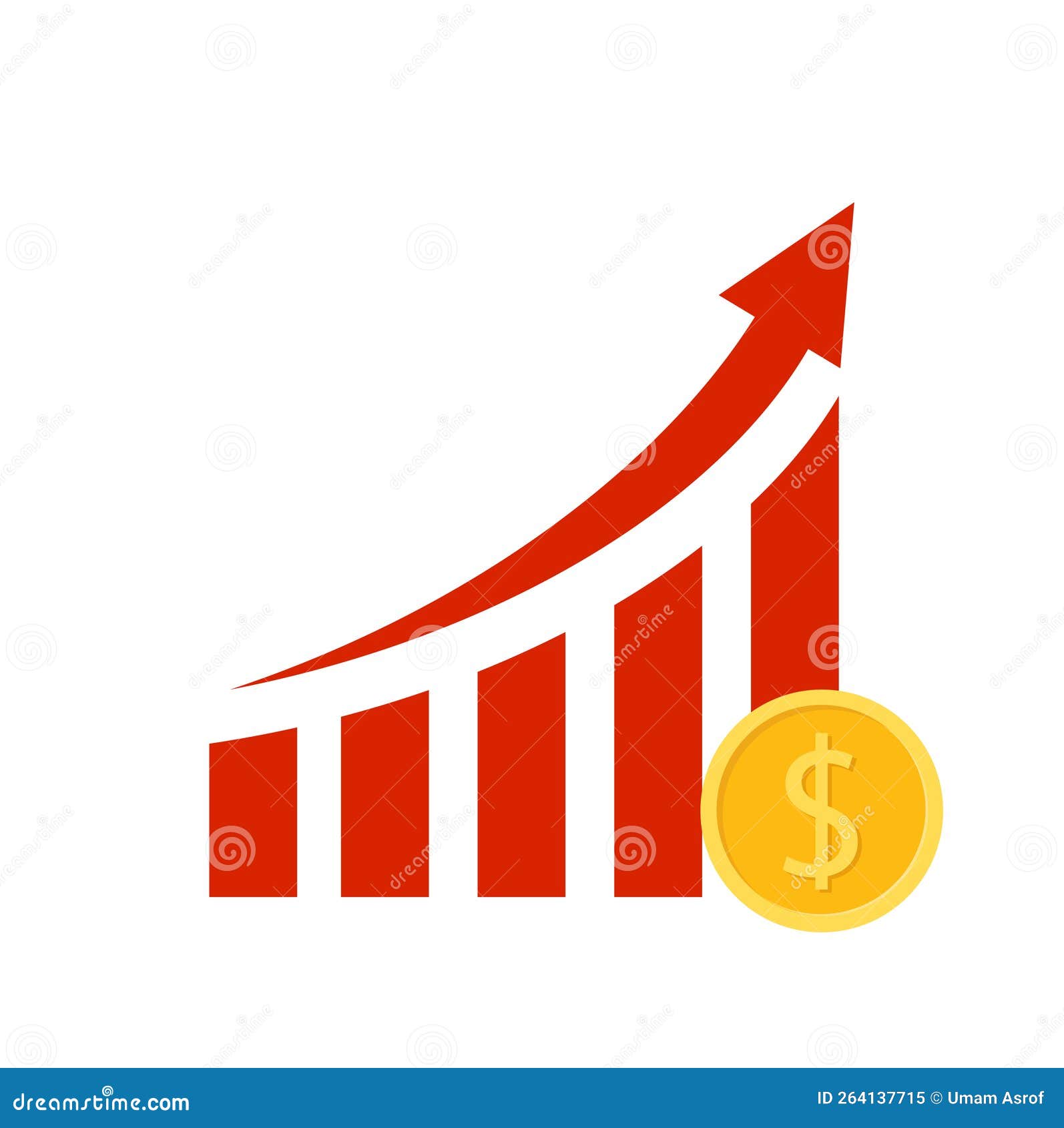 Red Arrow Going Up with Bar Chart Stock Vector - Illustration of ...