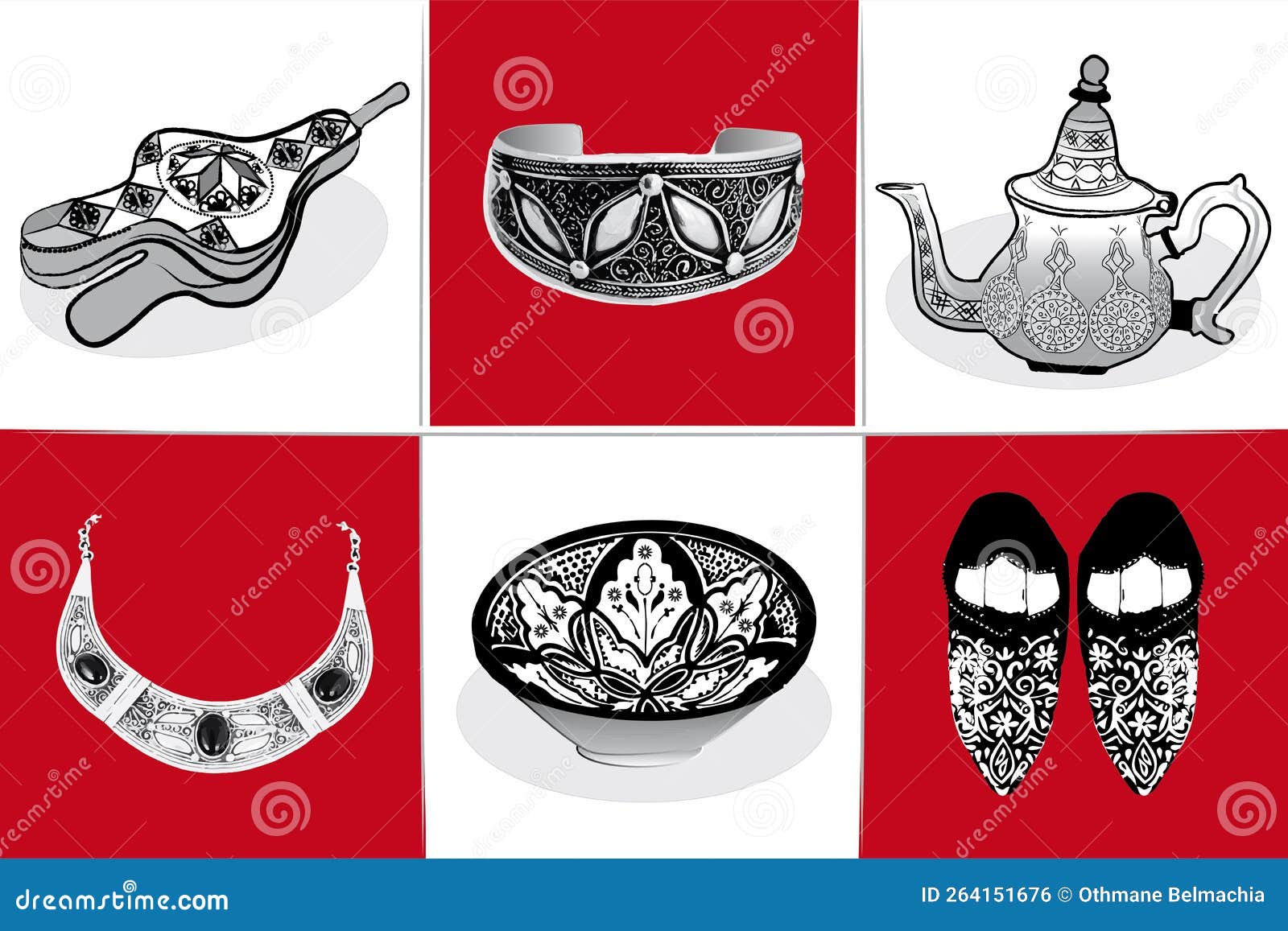Morocco Travel Collection of Icons, Moroccan Cultural Symbols SET Stock ...